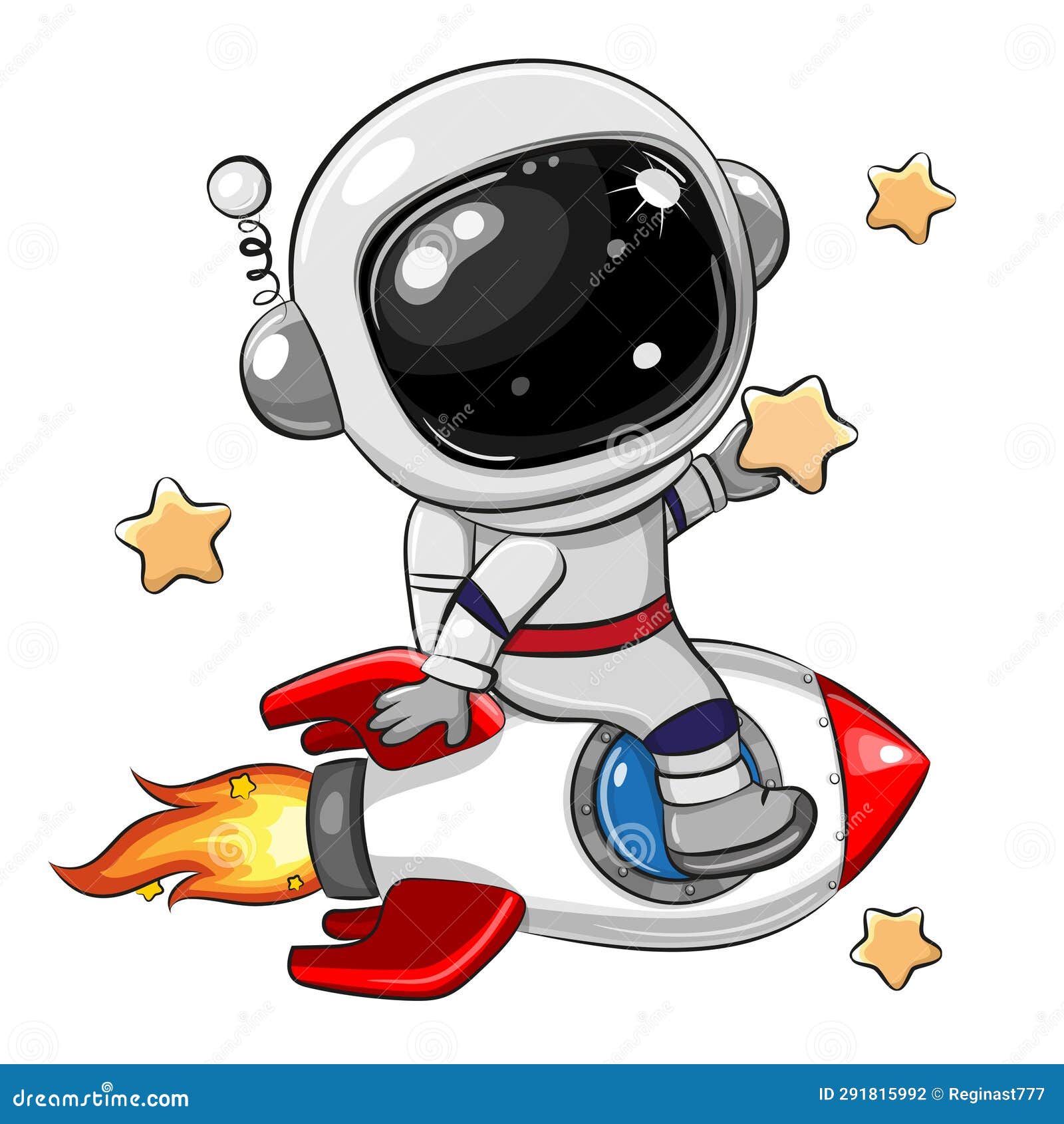 Cartoon Astronaut on the Rocket on a Space Background Stock Vector ...