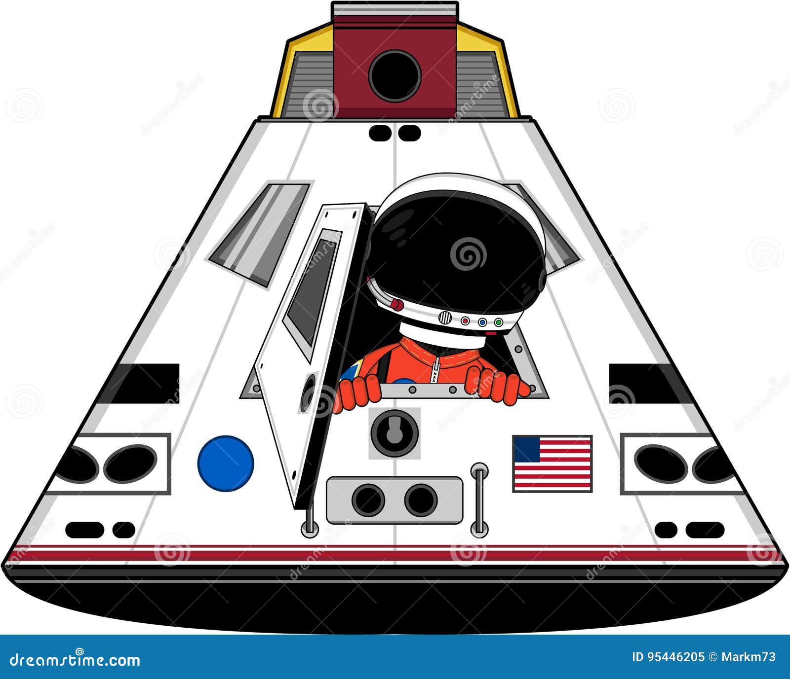 Cartoon Astronaut in Space Capsule Stock Vector - Illustration of ...