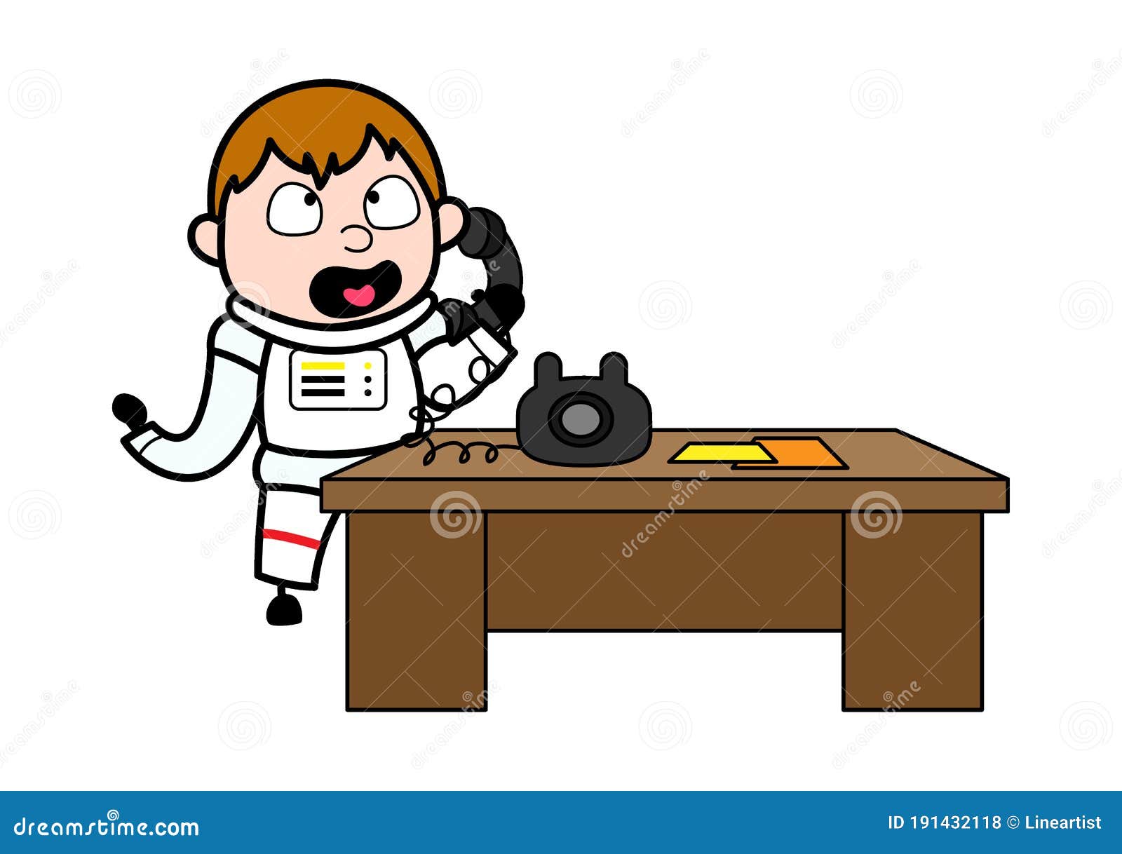 Cartoon Astronaut Talking on Phone Stock Illustration - Illustration of ...