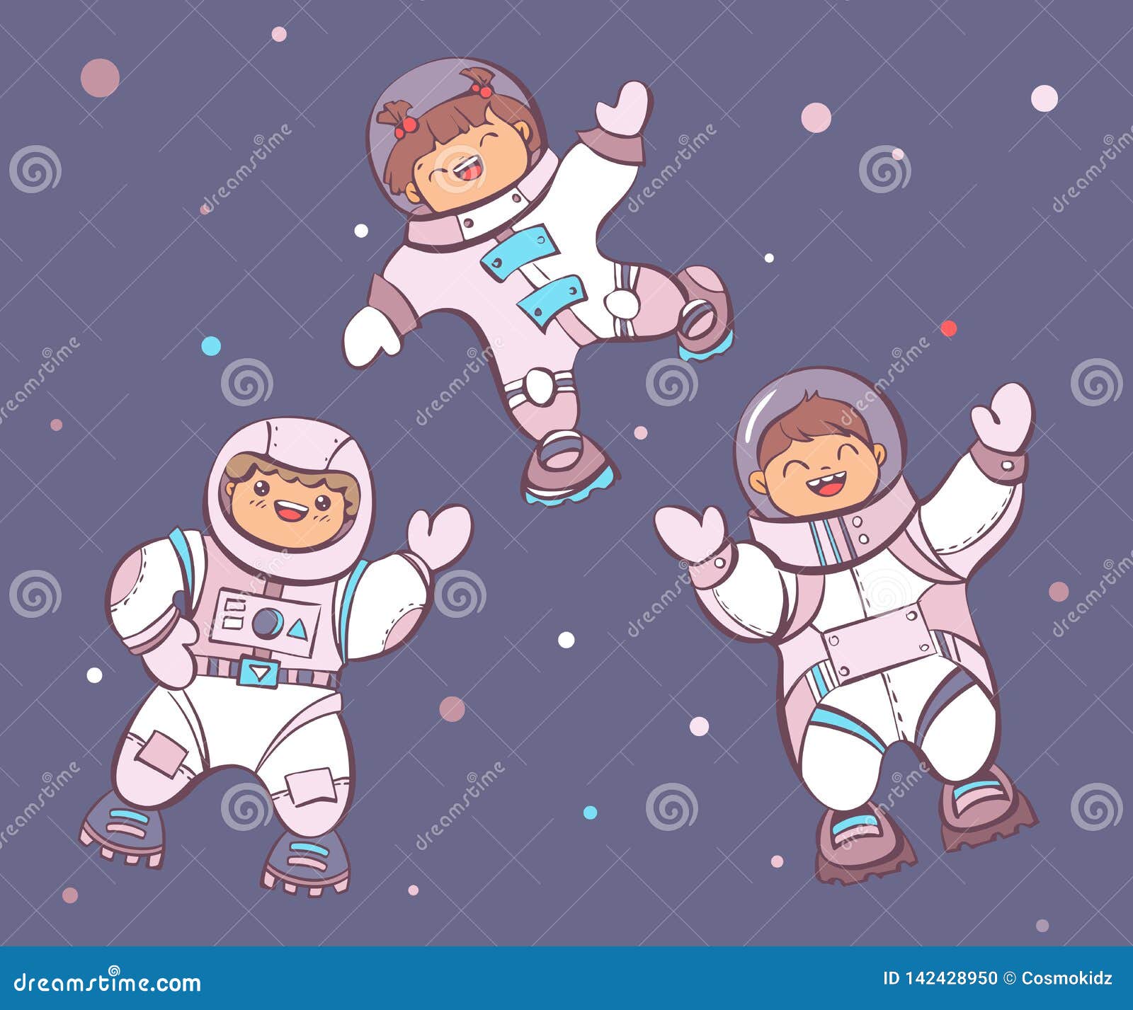 Cartoon Astronauts in Outer Space Illustration Stock Illustration ...