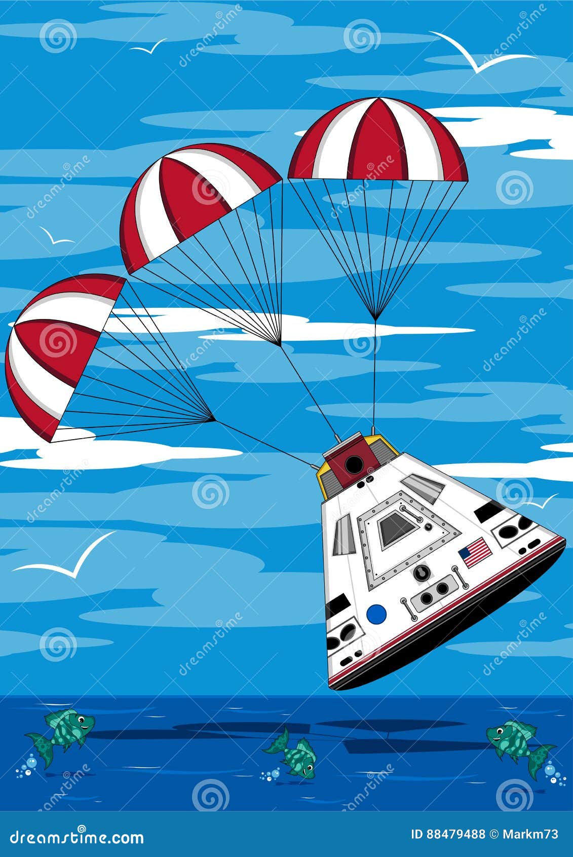 Cartoon Astronauts Space Capsule Stock Vector - Illustration of cute ...