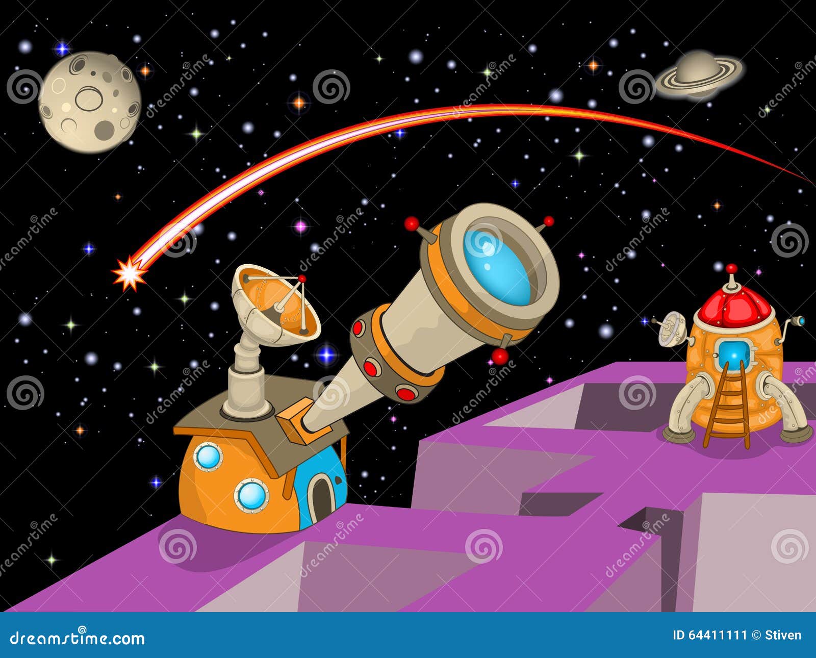 Cartoon Astronomy Observatory Stock Illustration - Illustration of ...