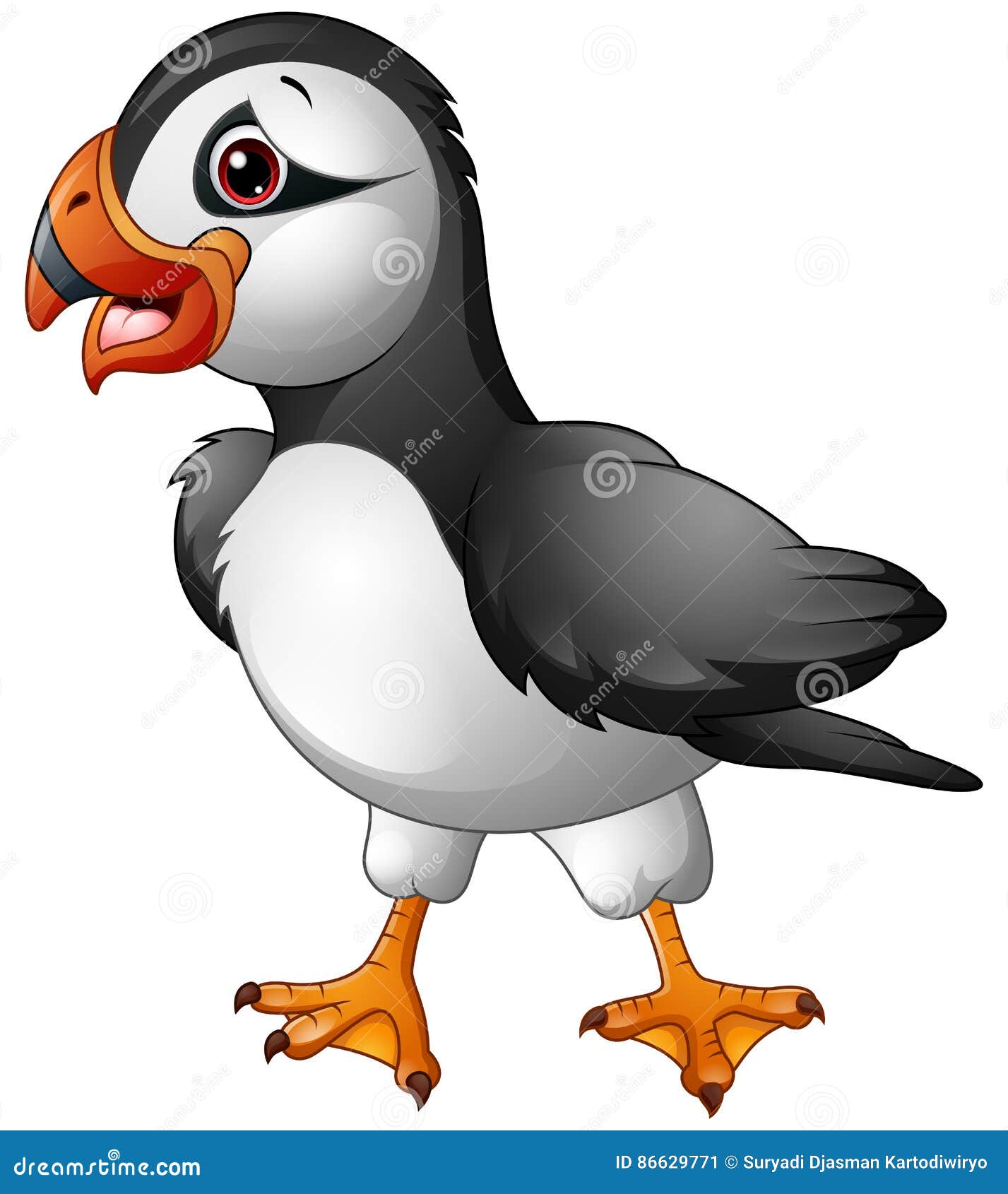 Atlantic Puffin Silhouette. Isolated Atlantic Puffin On White ...