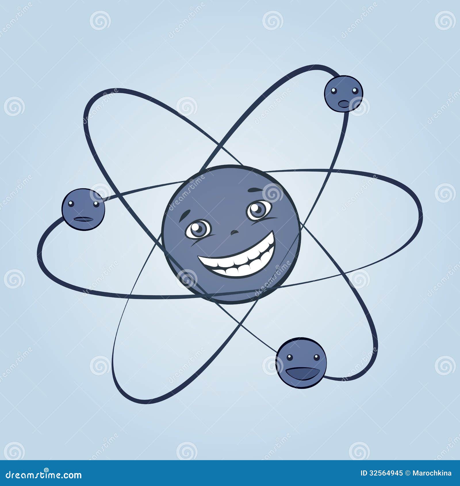 Cartoon atom stock illustration. Illustration of chemical - 32564945