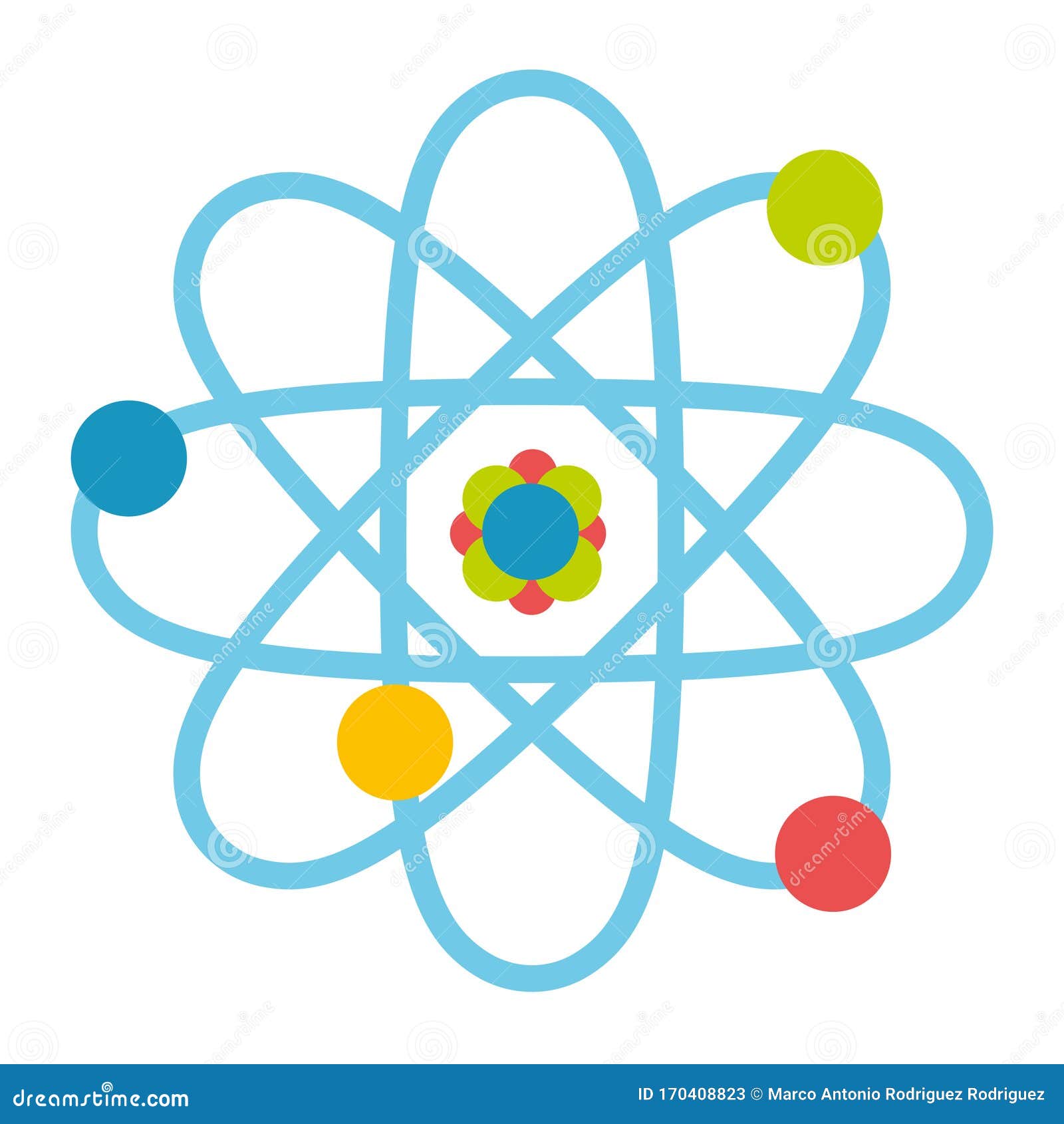 Cartoon Atom Isolated on White Background Stock Illustration ...