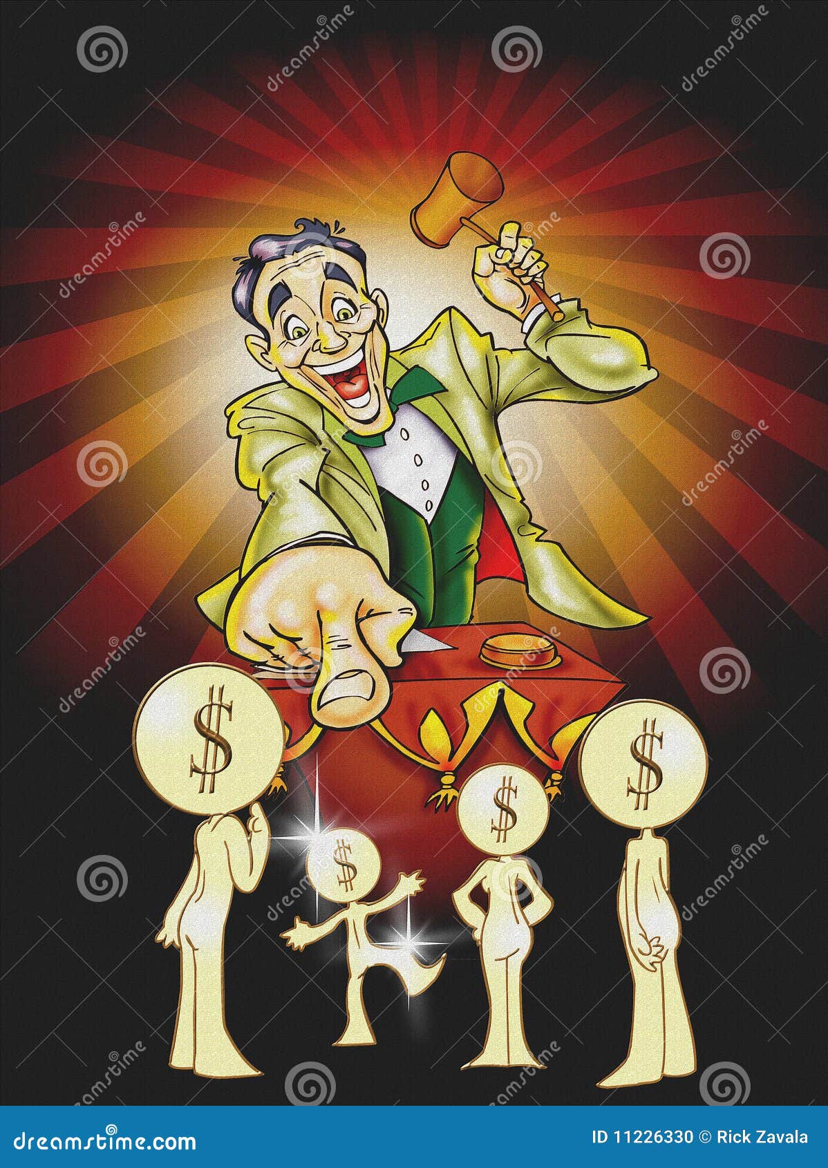 Cartoon Auctioneer stock illustration. Illustration of head - 11226330