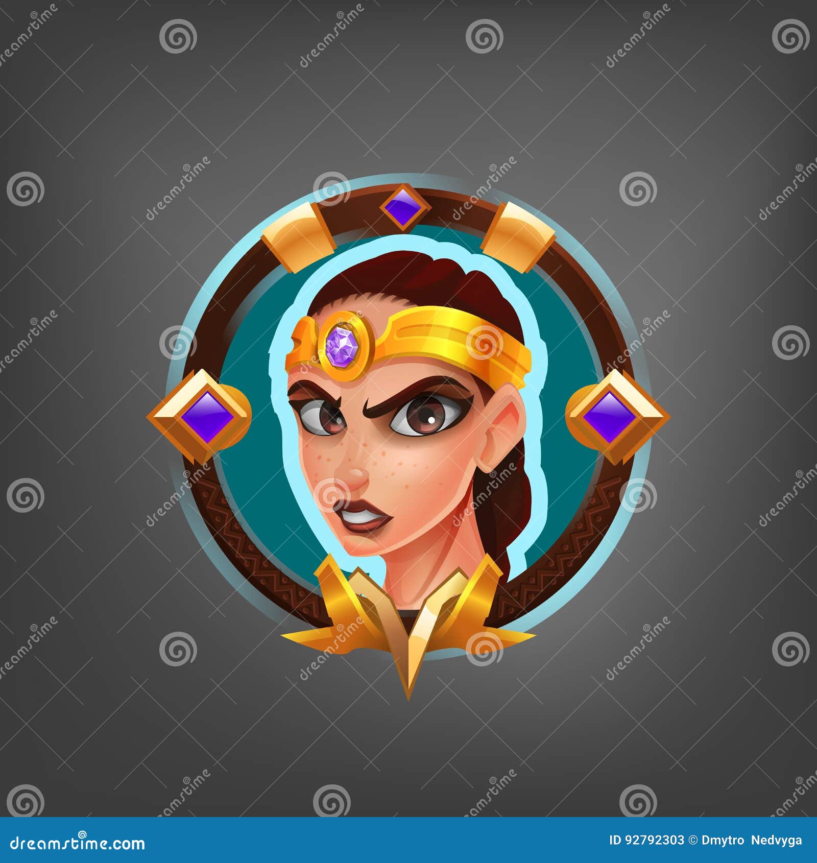 Cartoon Avatar Character Amazon for Fantasy Game. Stock Vector ...