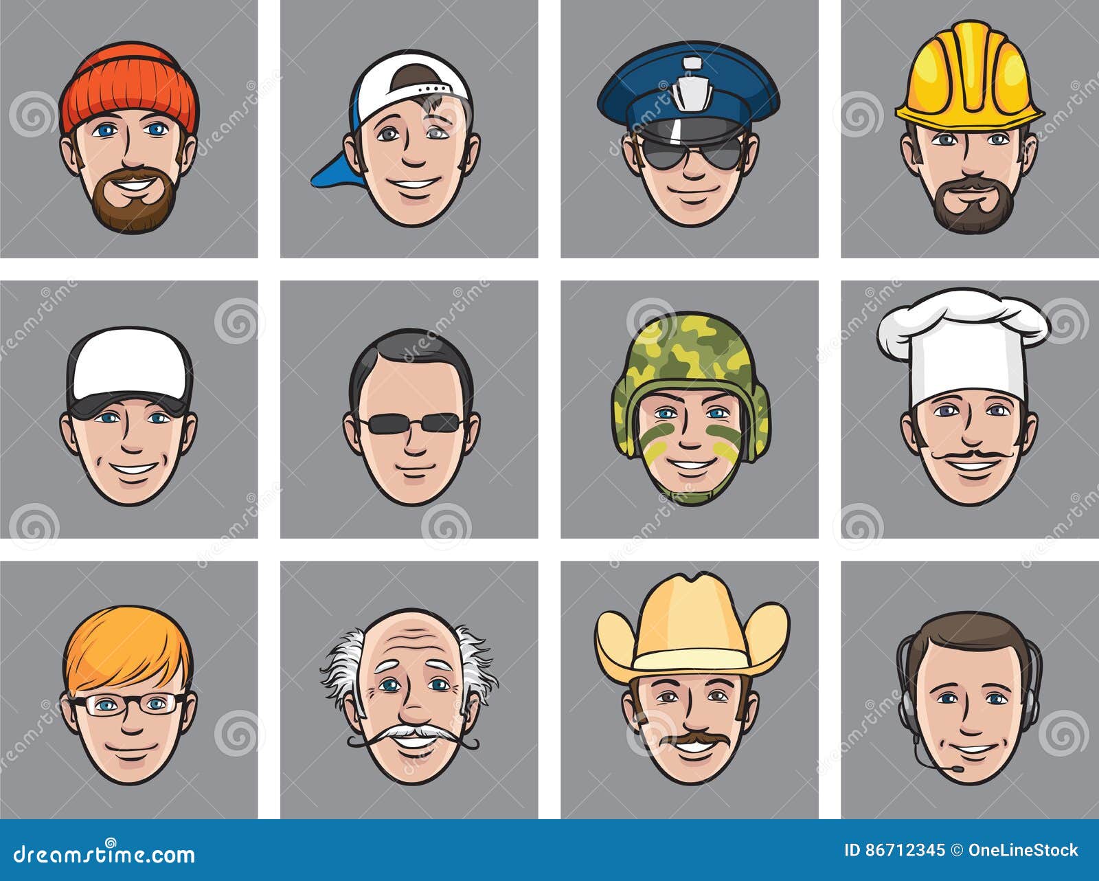 Cartoon Man Avatar Set Different Types Emotions. Vector | CartoonDealer ...