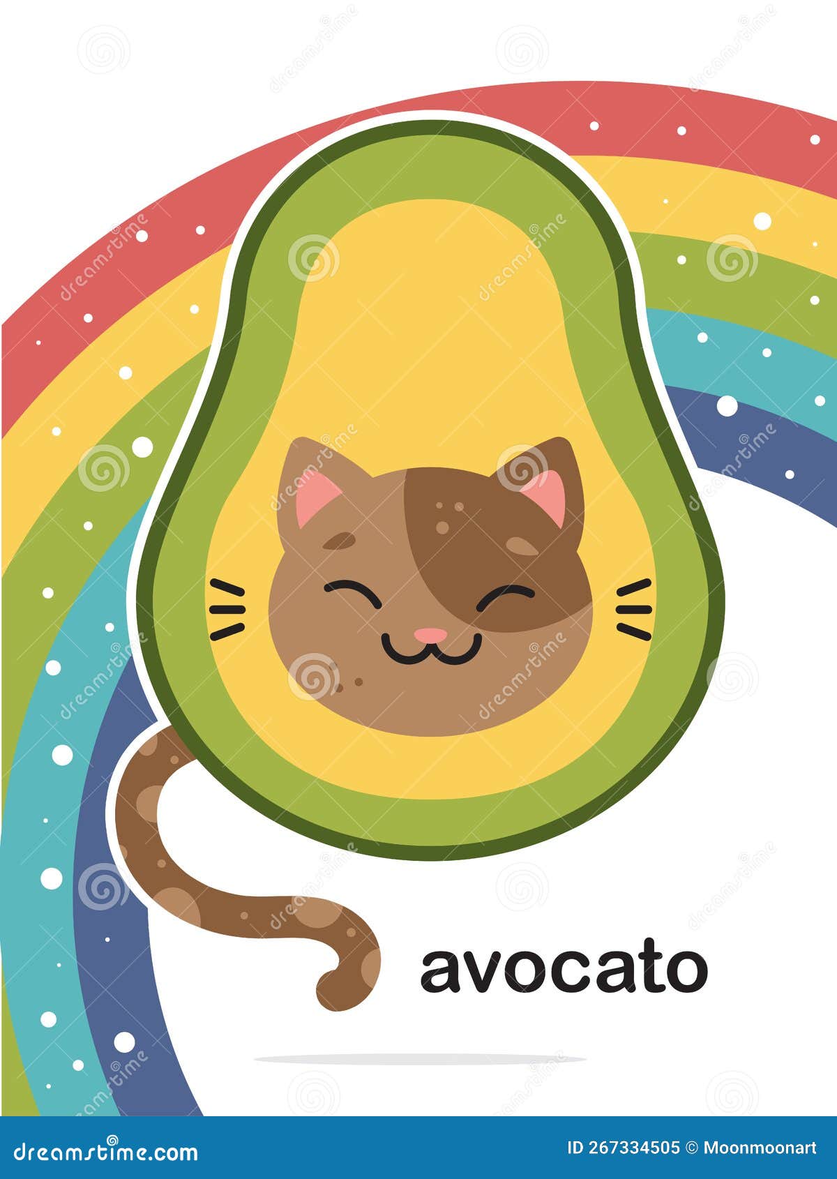 Cartoon Avocado Cat. Vector Illustration Stock Vector - Illustration of ...