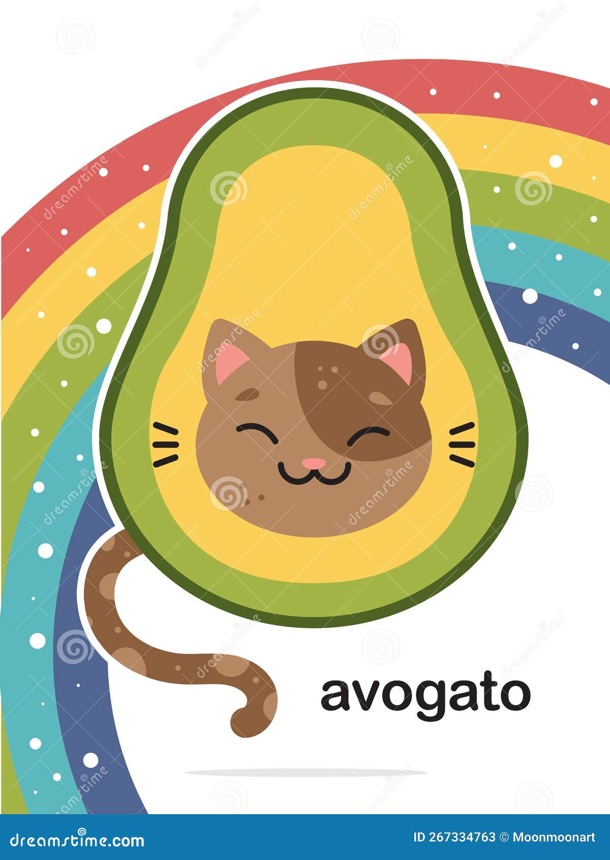 Cartoon Avocado Cat. Vector Illustration Stock Vector - Illustration of ...