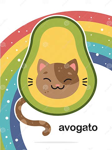Cartoon Avocado Cat. Vector Illustration Stock Vector - Illustration of ...