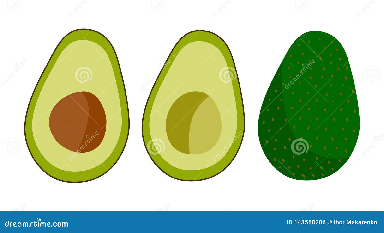 Cartoon Avocado Icon Set Original Flat Design Stock Vector ...