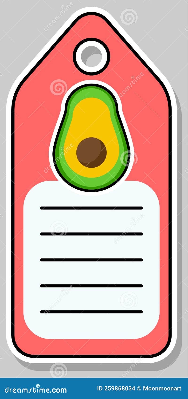 Cartoon Avocado. Notebook Label. Note Label Stock Vector - Illustration ...