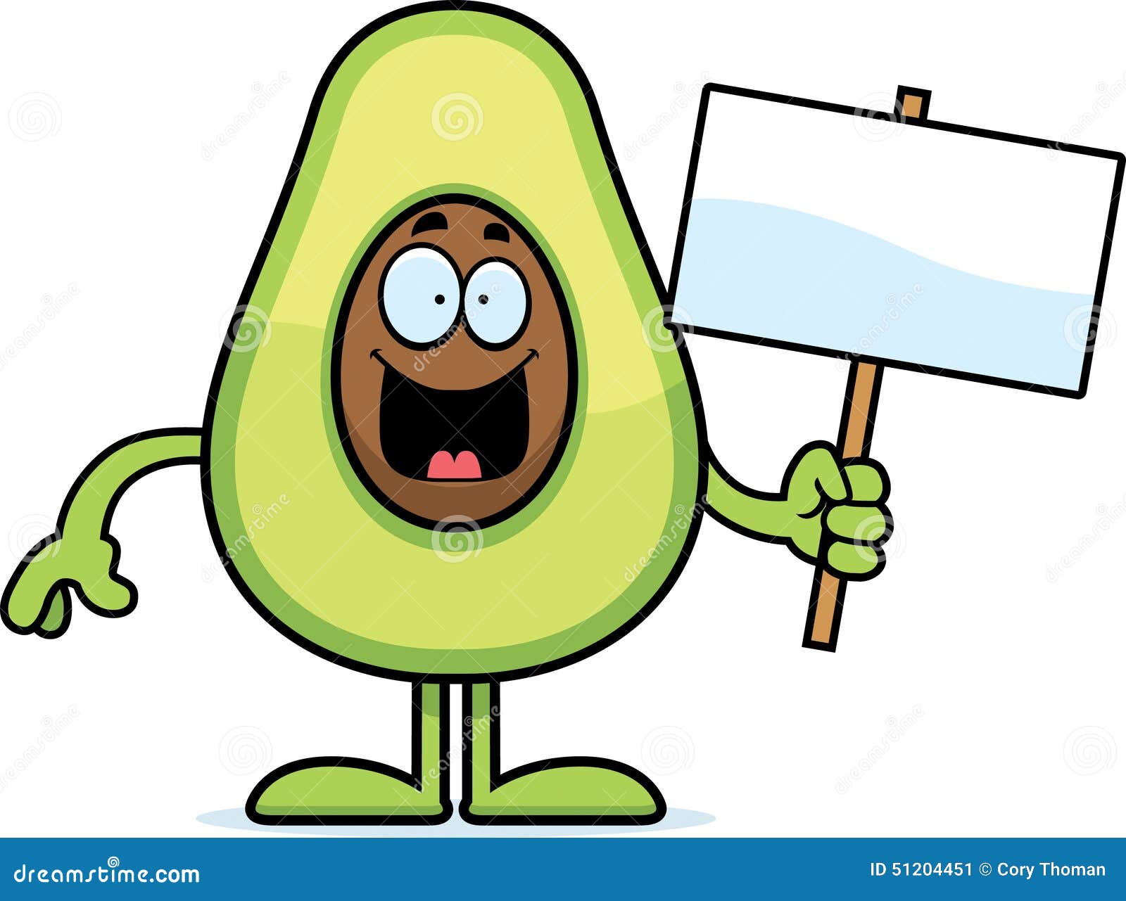 Cartoon Avocado Sign stock vector. Illustration of cartoon - 51204451