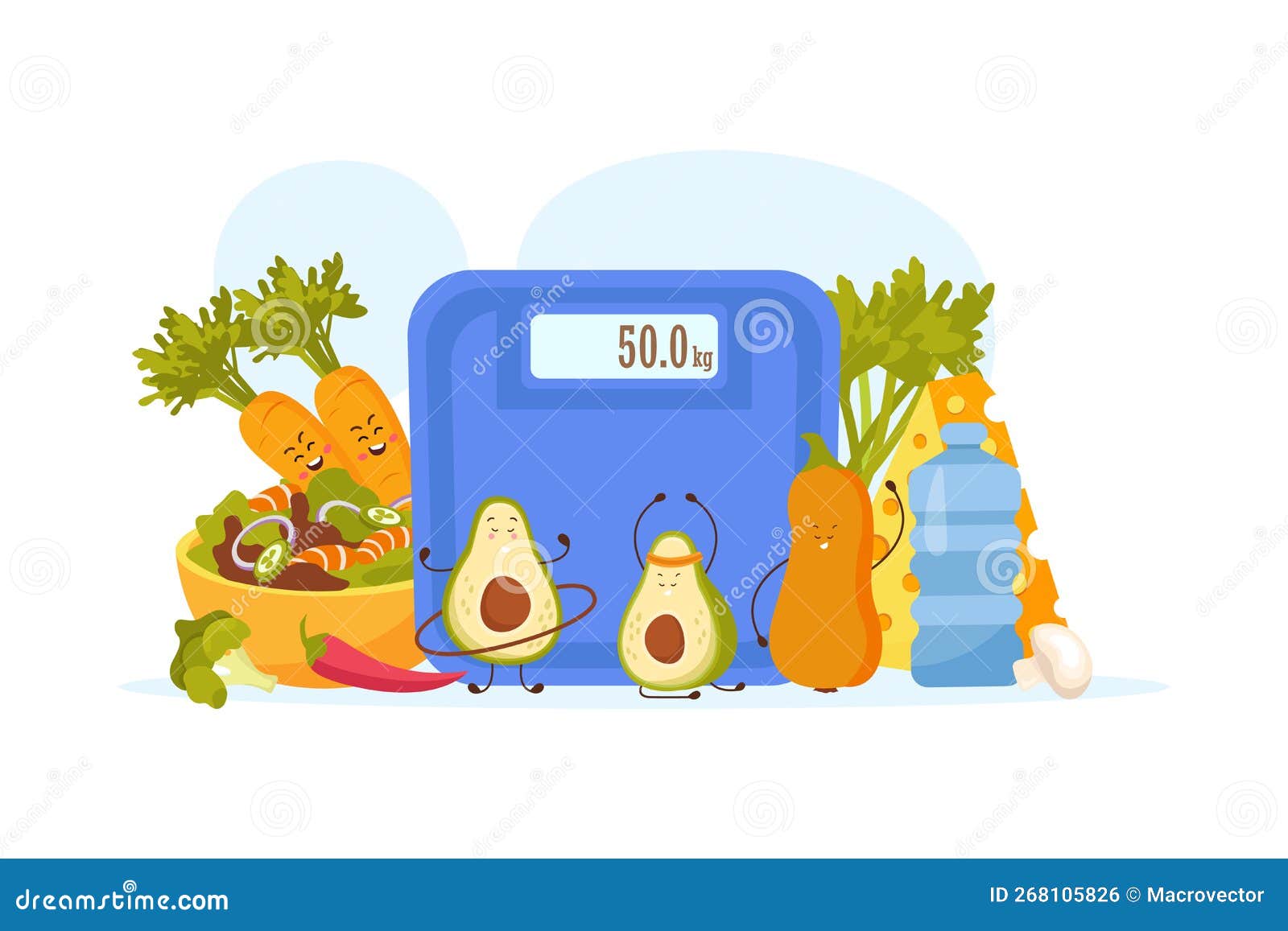 Cartoon Avocado Weight Composition Stock Vector - Illustration of ...