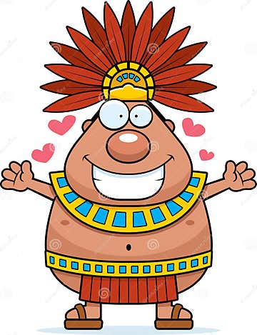 Cartoon Aztec King Hug stock vector. Illustration of person - 51203473