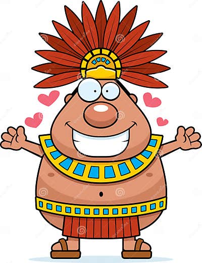 Cartoon Aztec King Hug stock vector. Illustration of person - 51203473