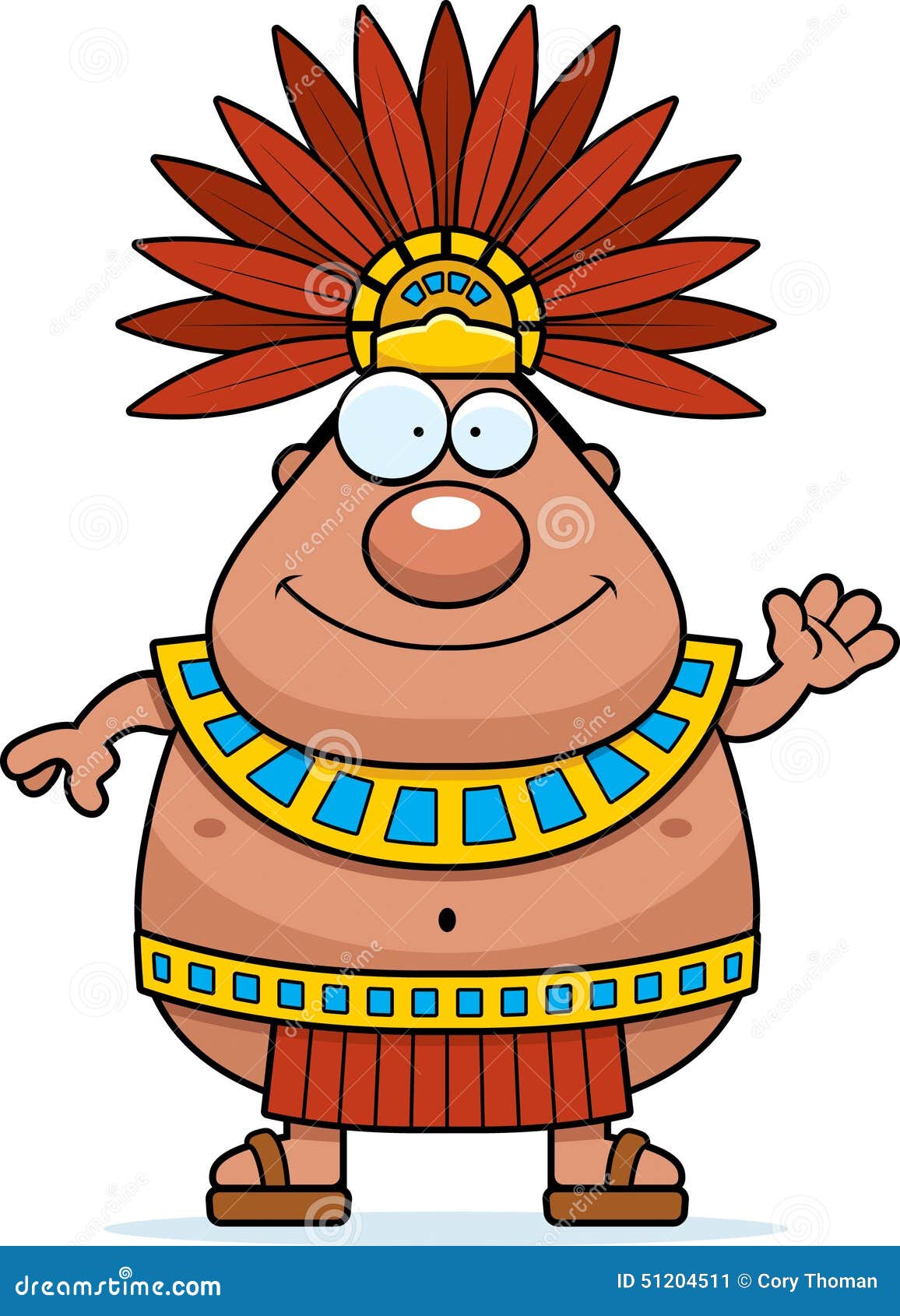 Cartoon Aztec King Waving stock vector. Illustration of cartoon - 51204511