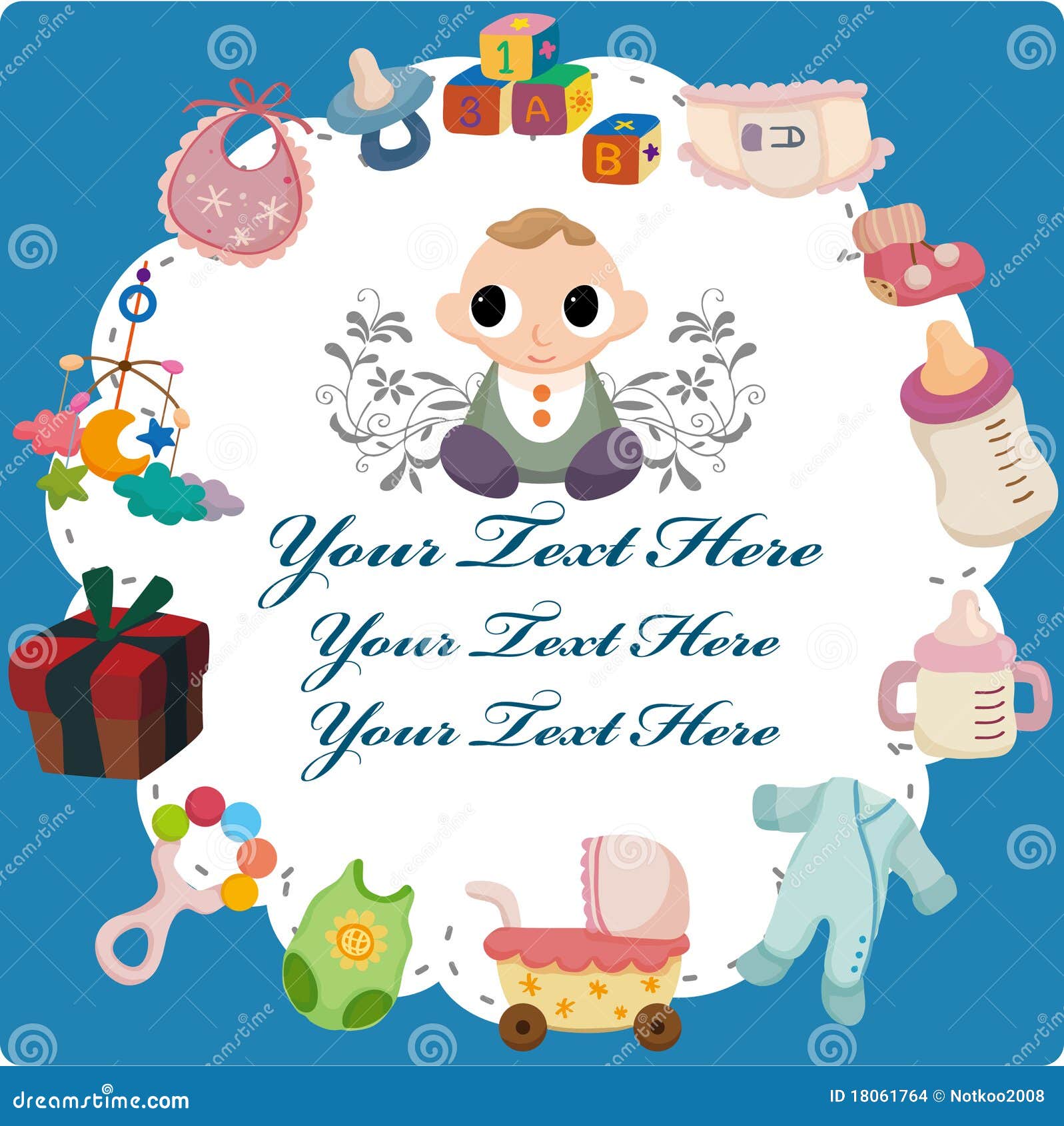 Cartoon baby card stock vector. Illustration of decoration - 18061764