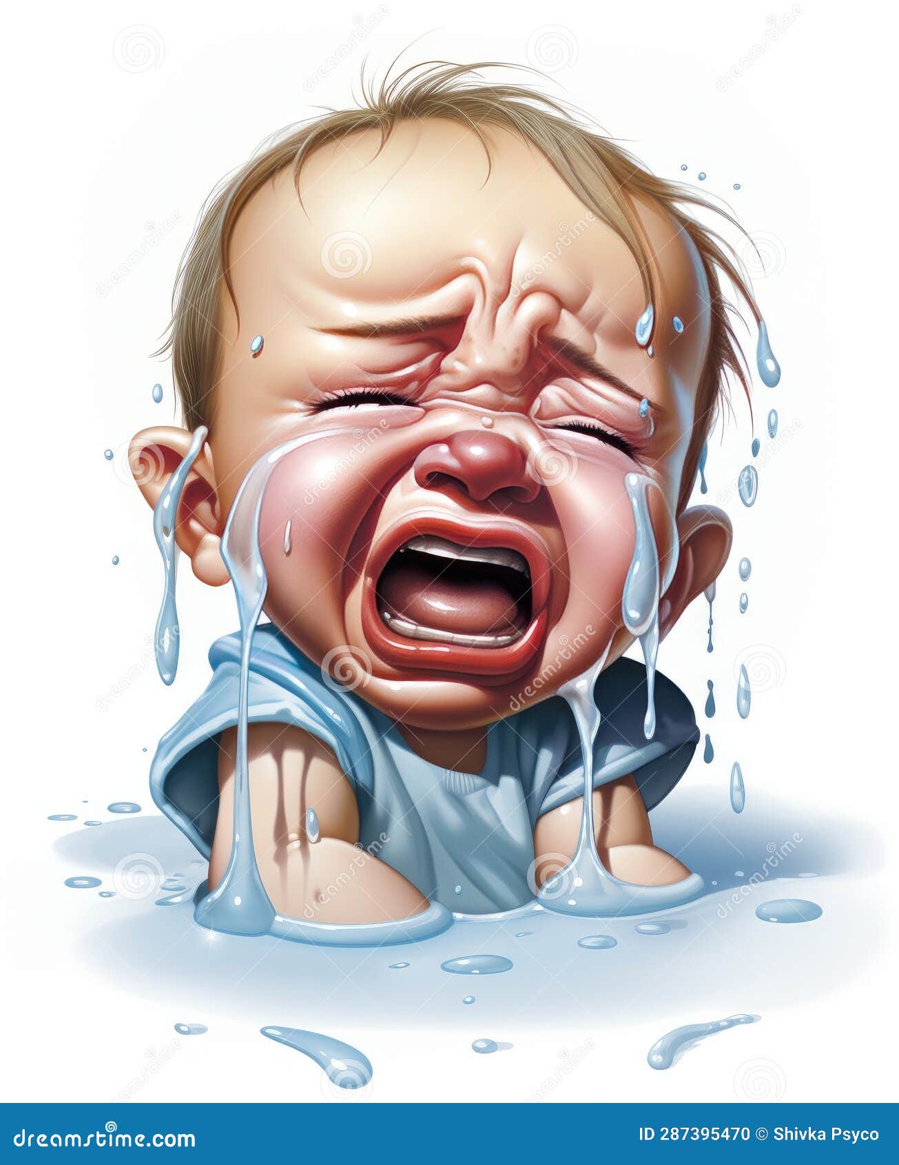 Cartoon Baby Crying on White Background Generative AI Stock ...