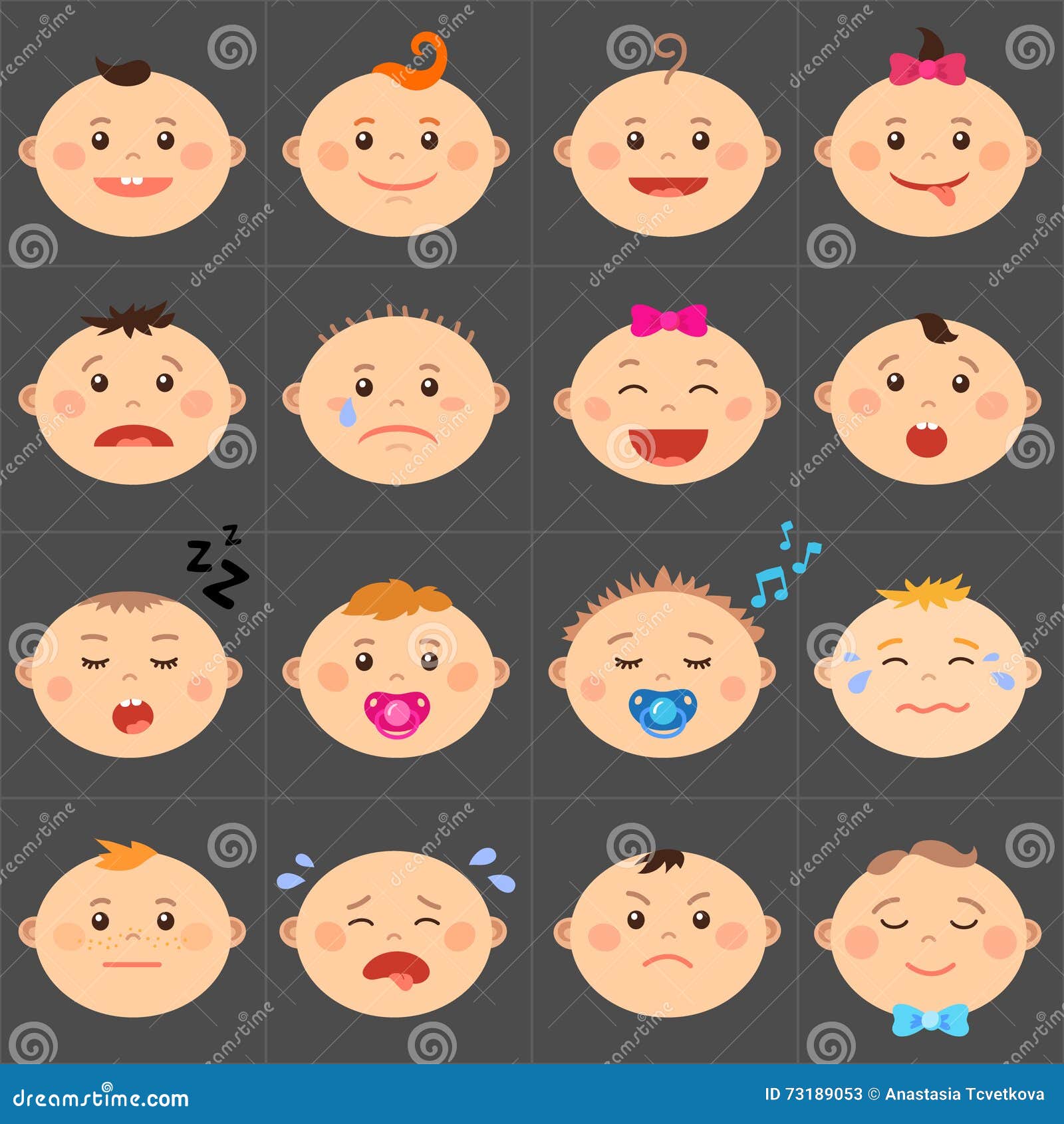 Cartoon baby emoticons stock vector. Illustration of depression - 73189053