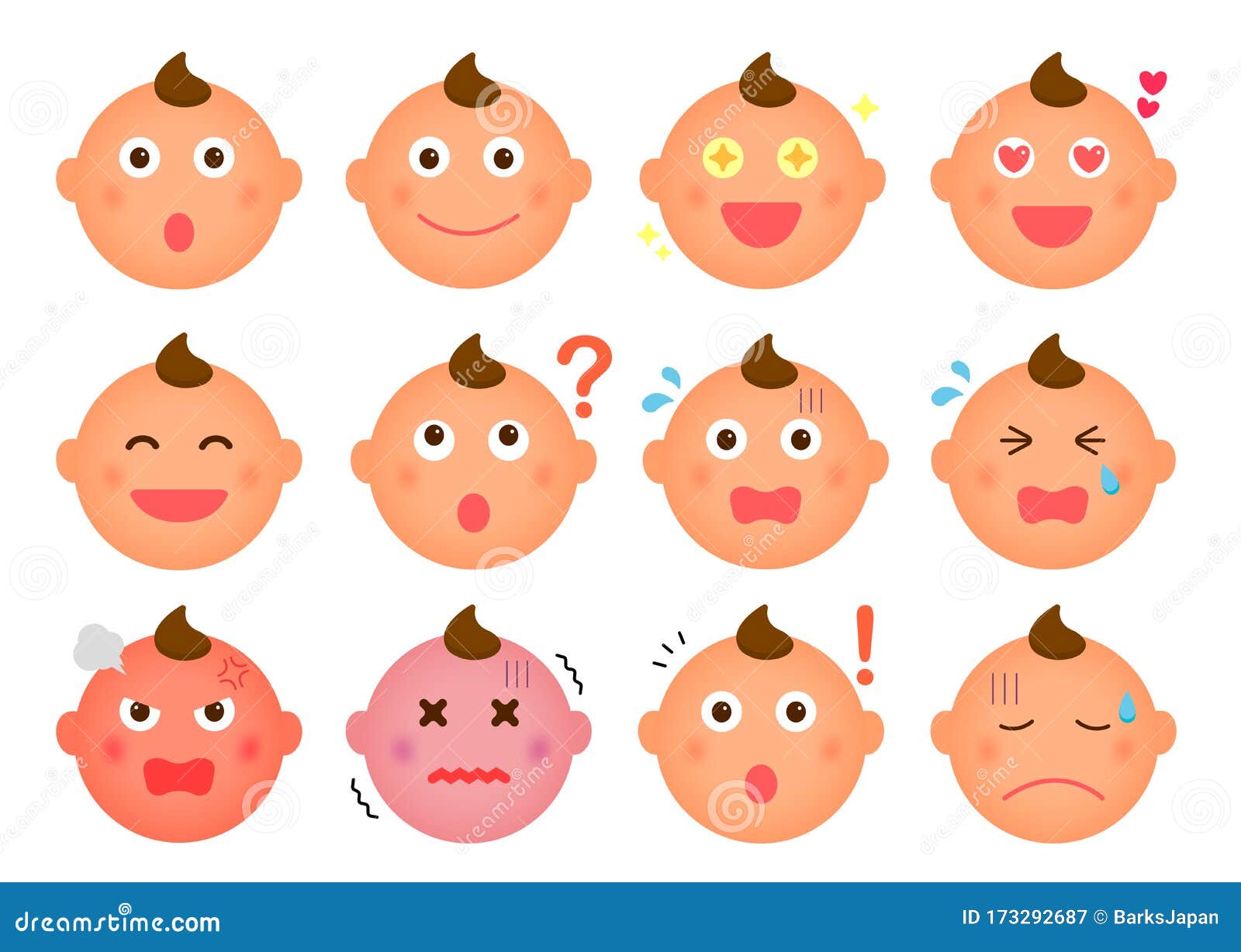 Cartoon Baby Face Emoticon Illustration Set Stock Vector - Illustration ...