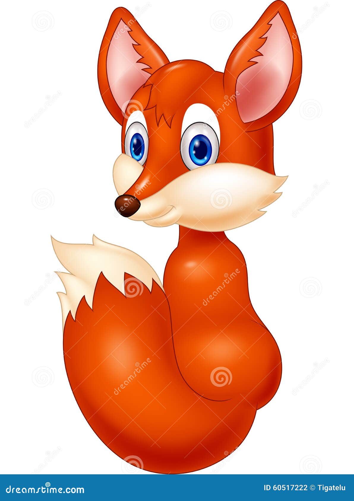 Cartoon baby fox look back stock vector. Illustration of wild - 60517222