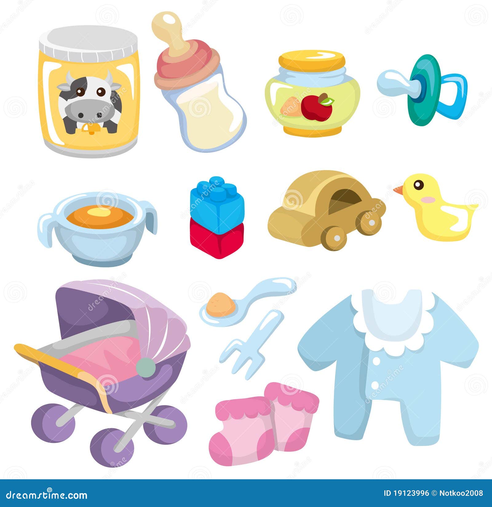 Cartoon baby goods icon stock vector. Illustration of care - 19123996