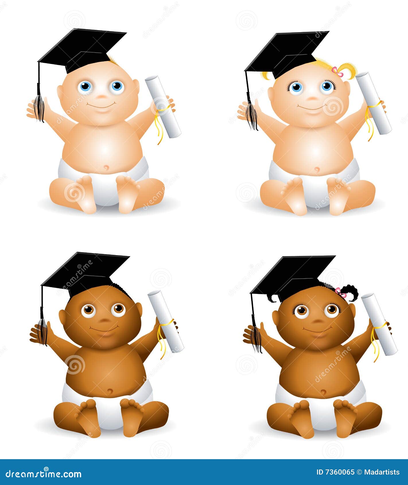 Cartoon Baby Graduates stock illustration. Illustration of african ...