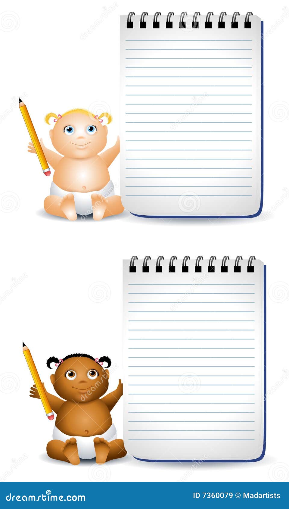 Cartoon Baby Notepads stock illustration. Illustration of baby - 7360079
