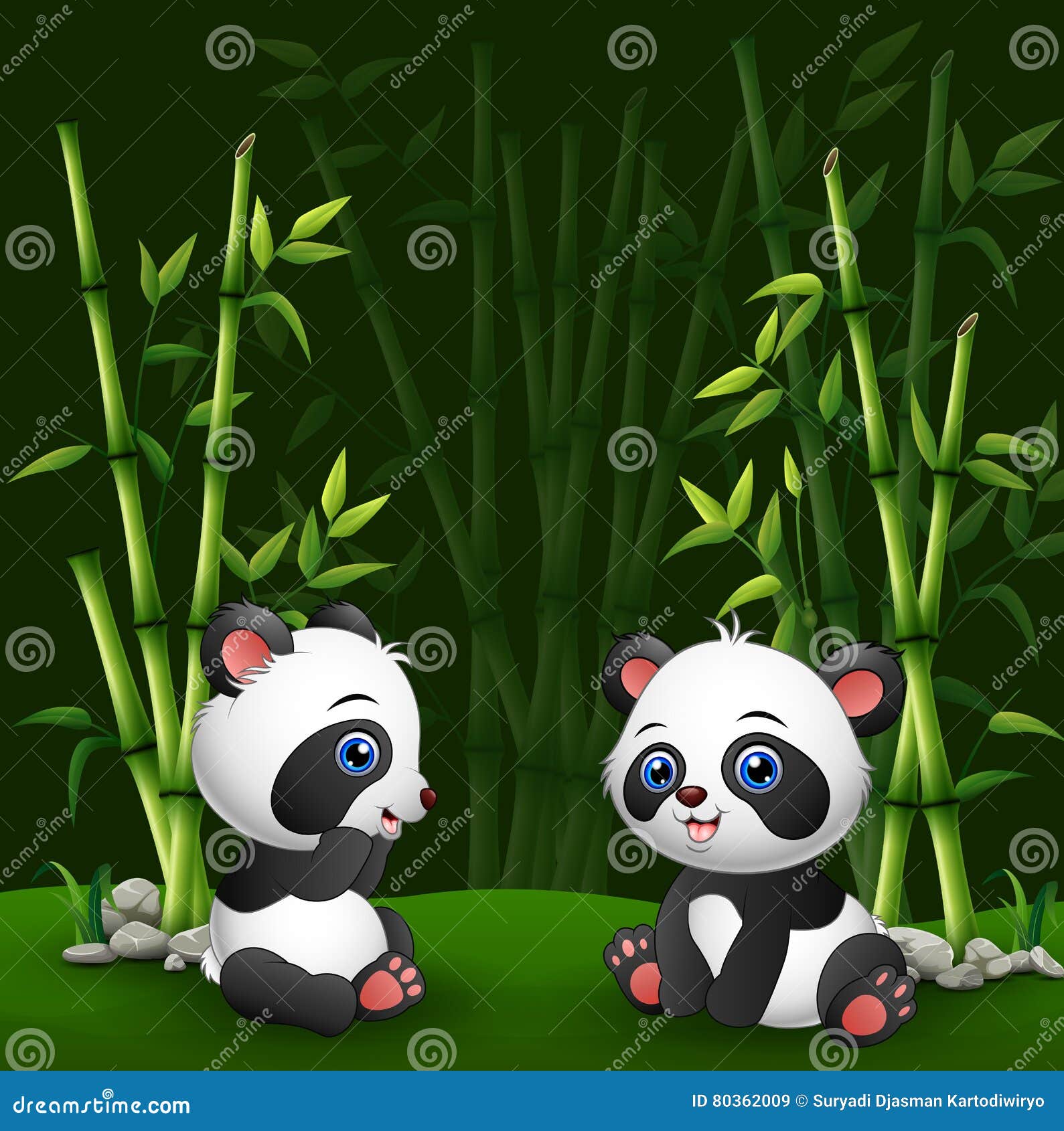 Panda Bamboo Cartoon Vector | CartoonDealer.com #222028509