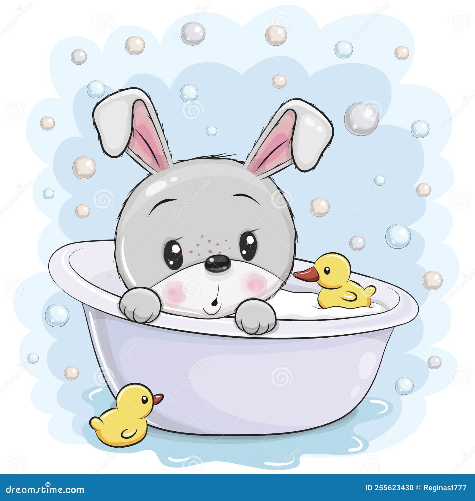 Cartoon Baby Rabbit in the Bathroom Stock Vector - Illustration of kids ...