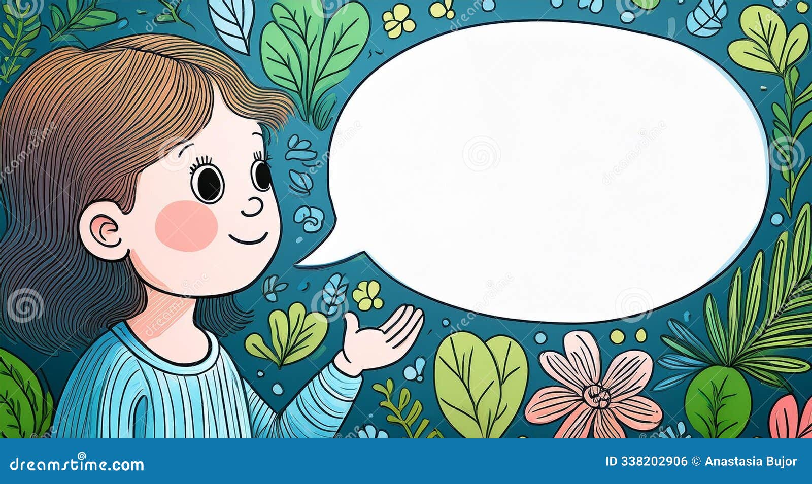 Cartoon Baby Talking with Text Bubble. Stock Illustration ...