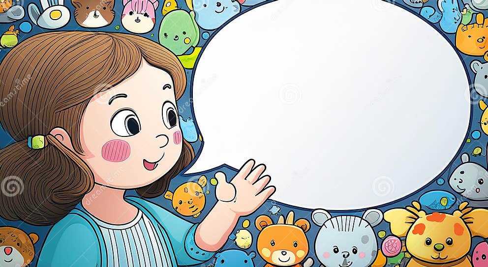 Cartoon Baby Talking with Text Bubble. Stock Illustration ...