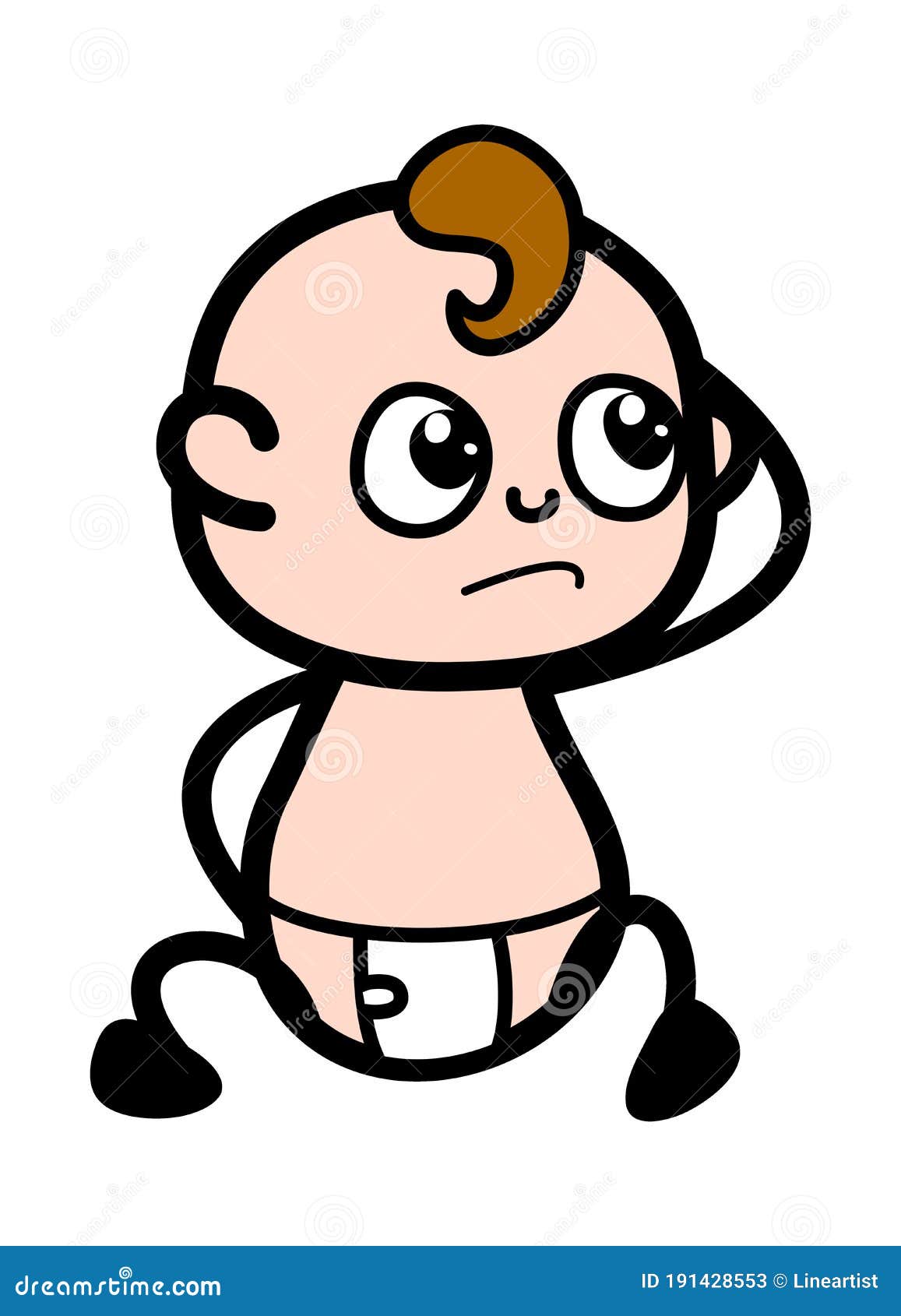 Cartoon Baby Thinking in Confusion Stock Illustration - Illustration of ...
