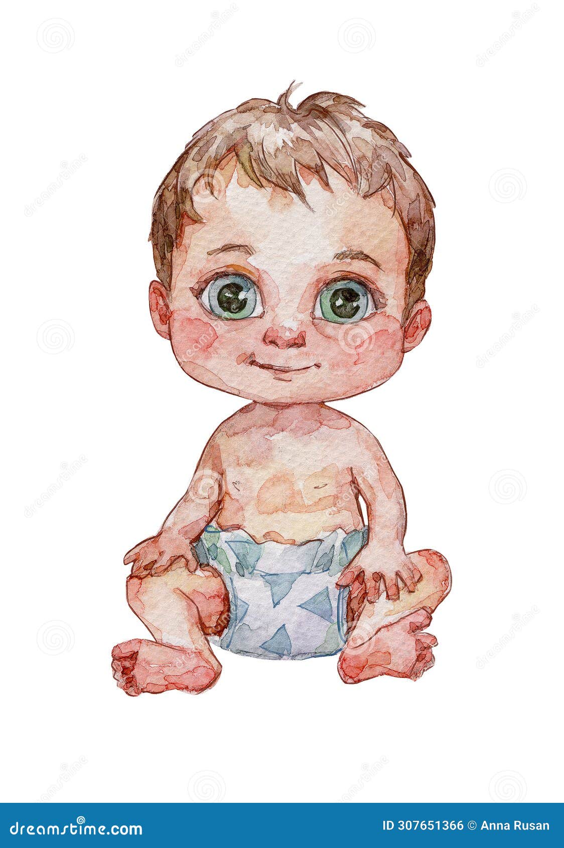 Cartoon Baby Wearing Diaper Stock Illustration - Illustration of ...