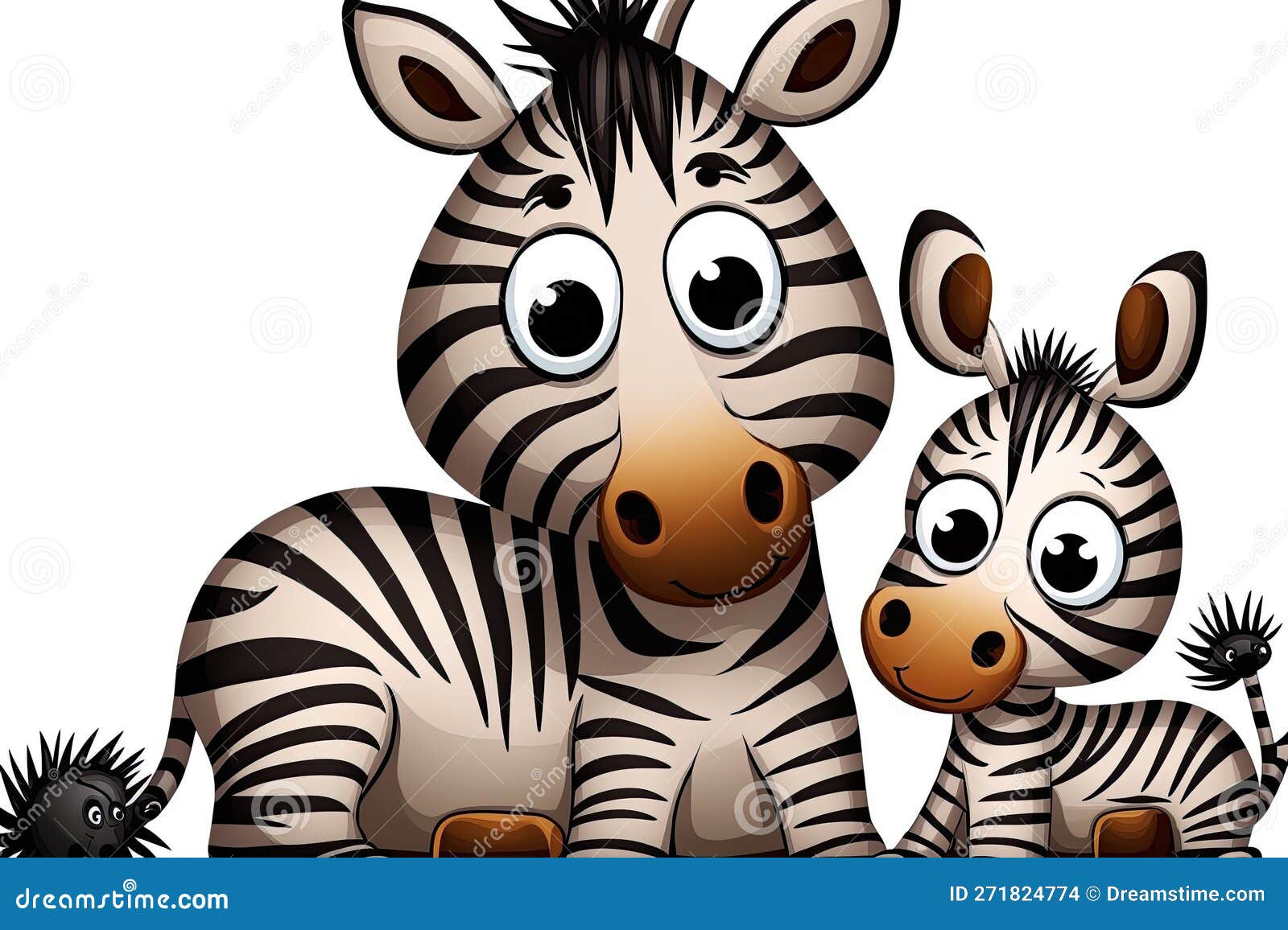 Cartoon of a Baby Zebra Sitting on Its Mothers Lap Stock Illustration ...