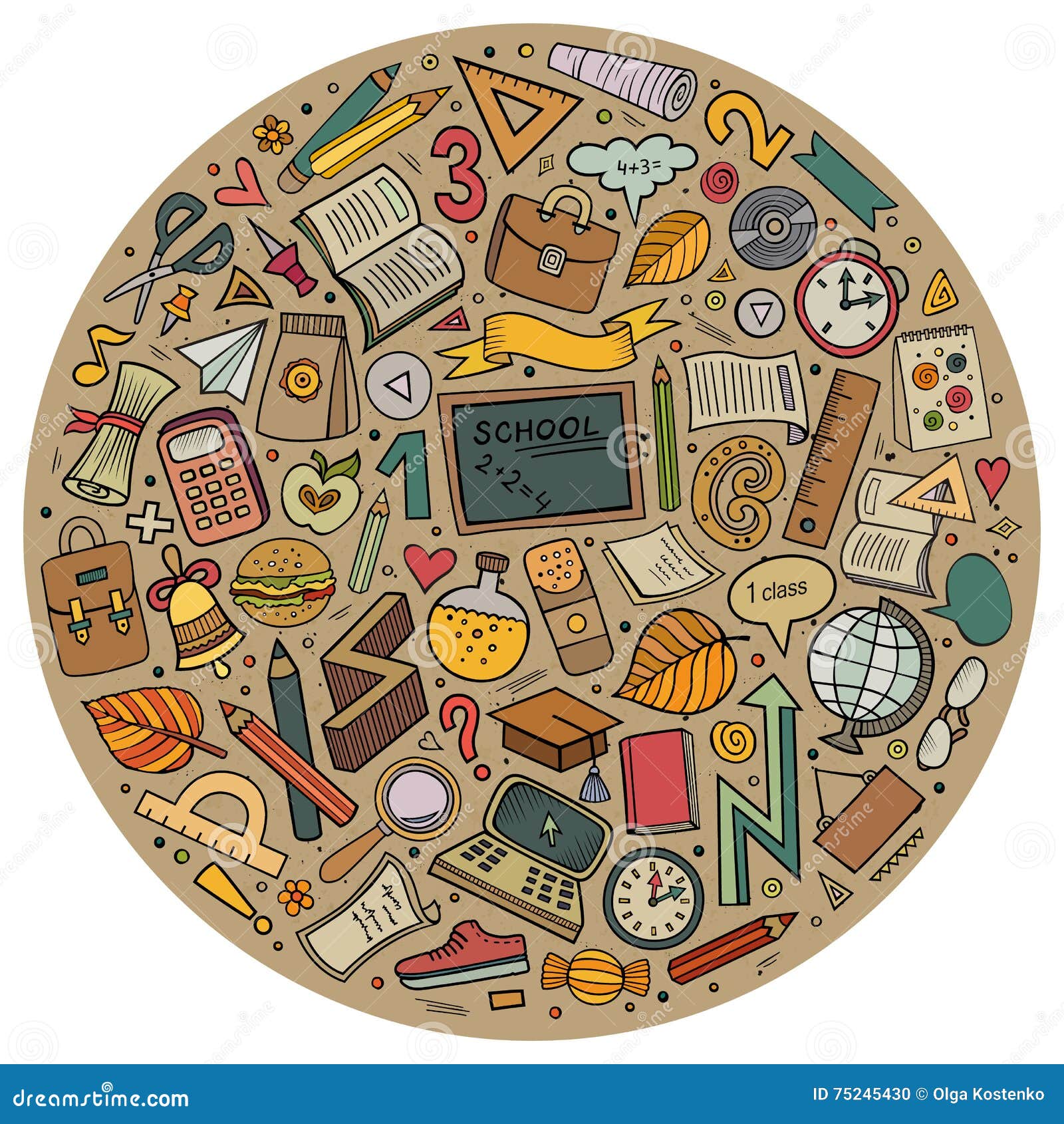 Cartoon Back To School Objects Set Stock Vector - Illustration of ...