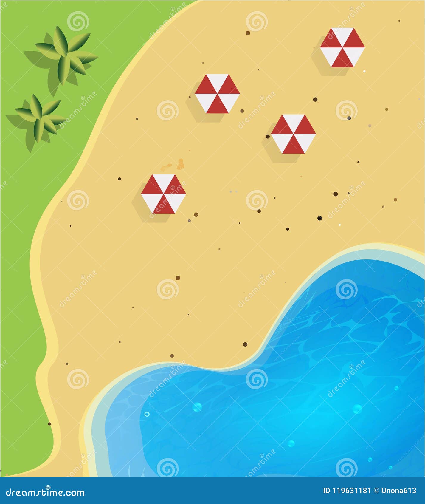 Cartoon Background with Beach. View Above Stock Vector - Illustration ...