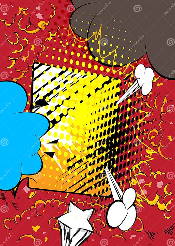 Cartoon Background, Comic Book Exploding Backdrop. Retro Vector Comics ...