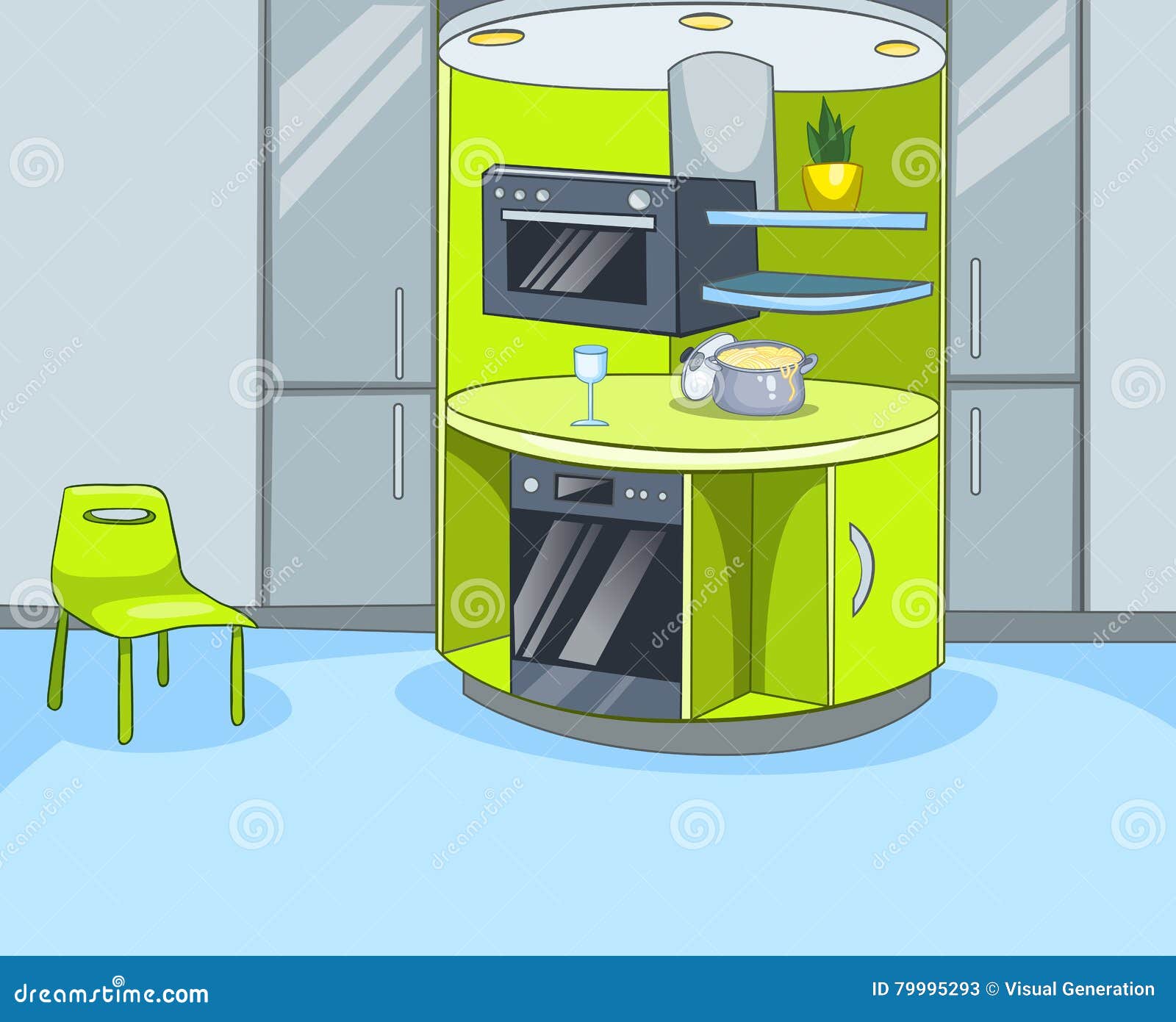 Cartoon Background of Kitchen Interior. Stock Illustration ...