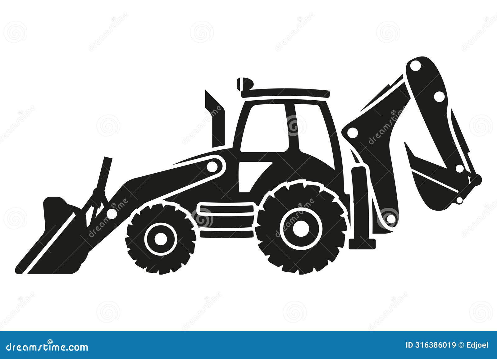 Cartoon Backhoe Tractor Illustration For Children And Adults ...