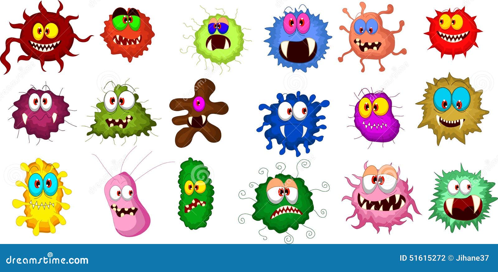 Cartoon Bacteria Collection Set for You Design Stock Illustration ...