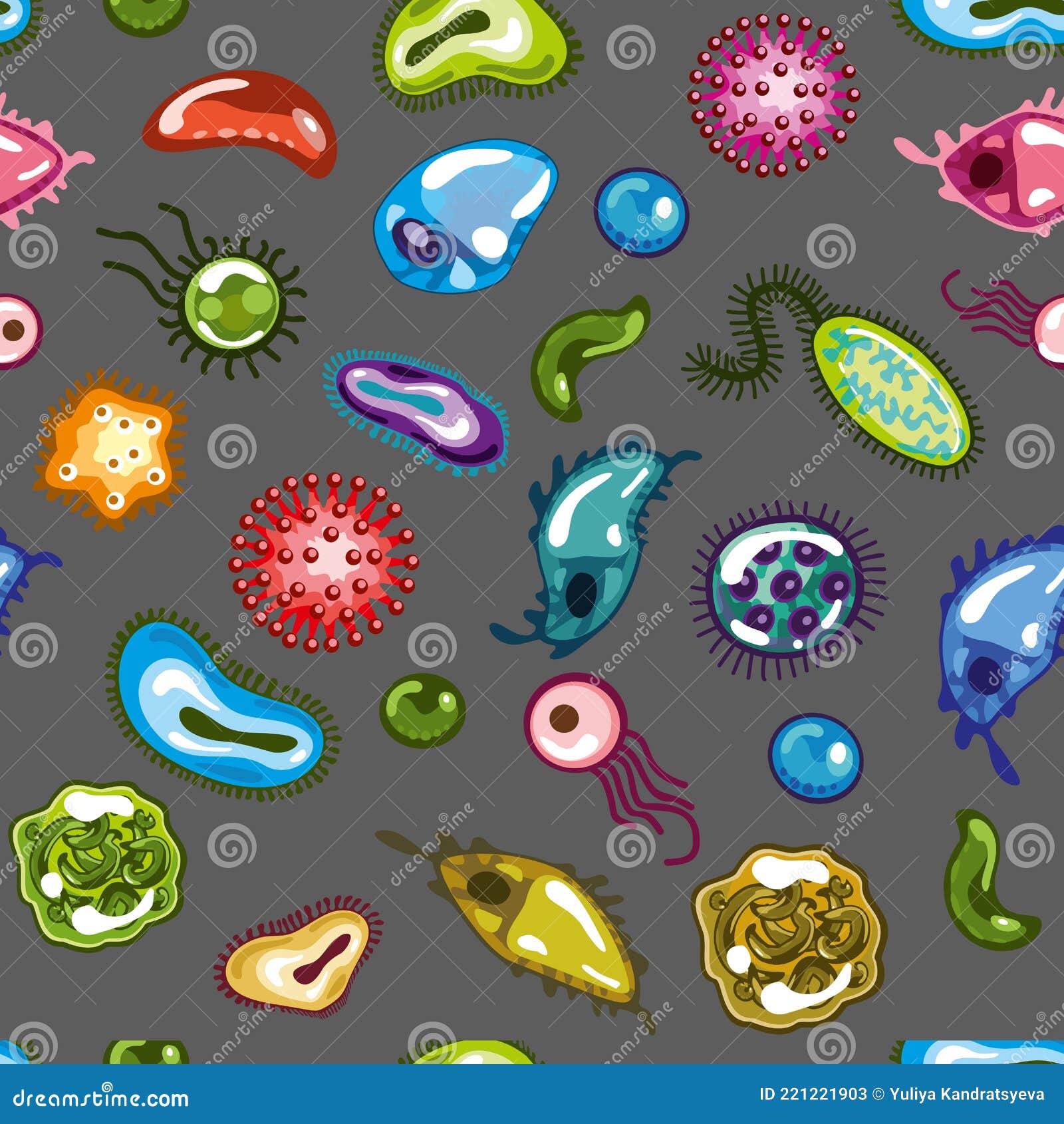 Cartoon Bacterias Set. The World Under The Microscope. Microbes And ...