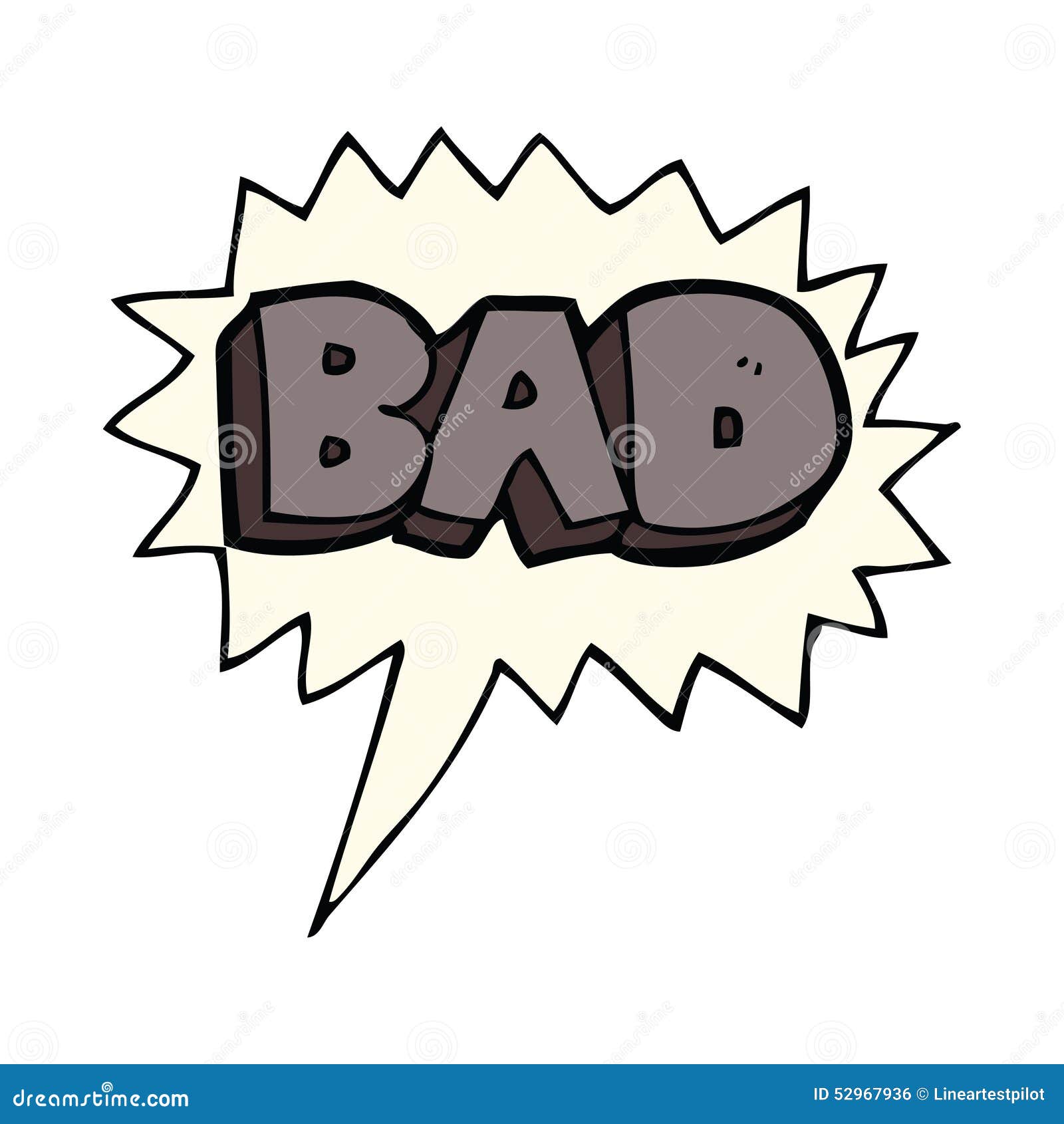 Cartoon Bad Sign with Speech Bubble Stock Illustration - Illustration ...