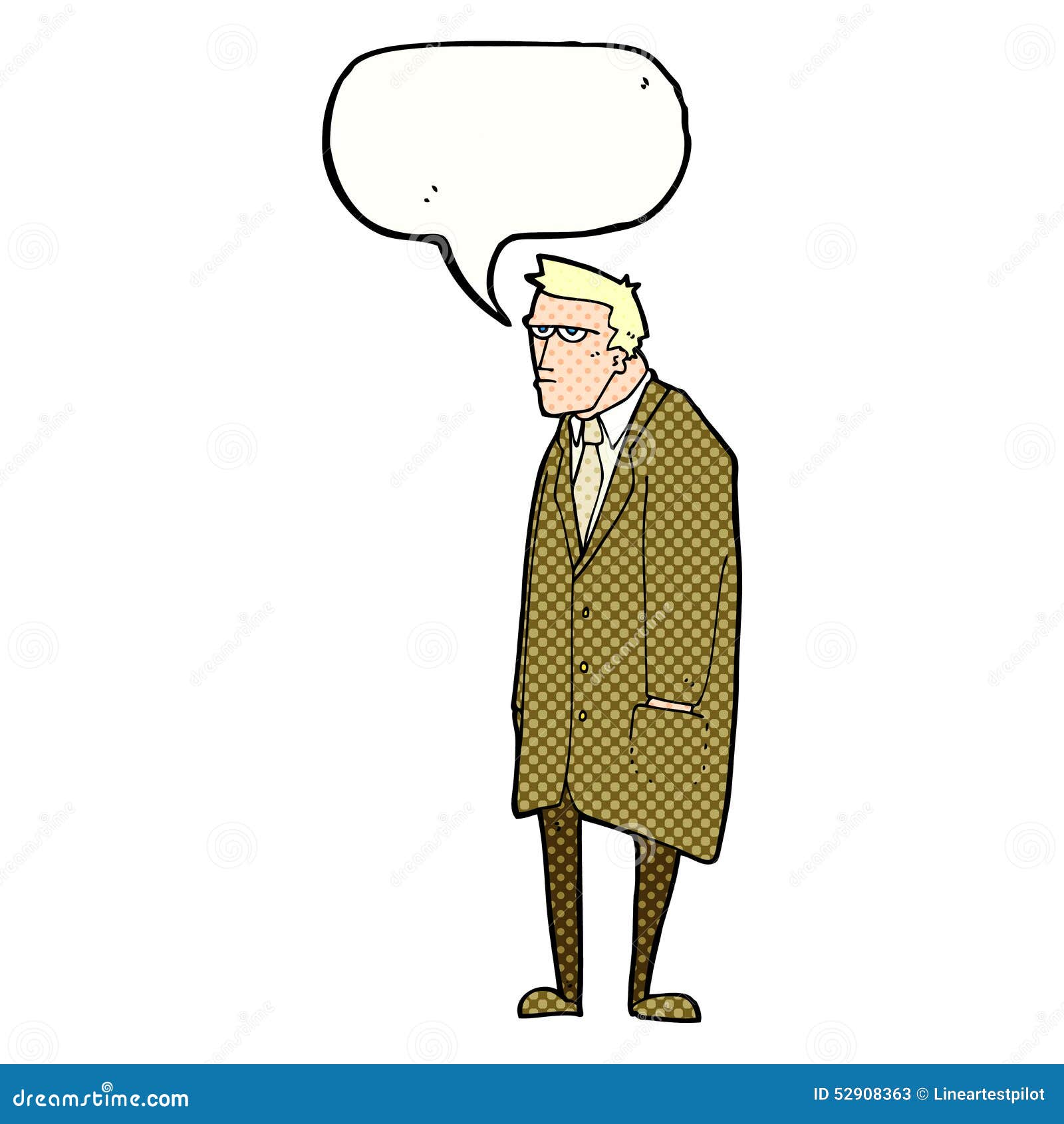 Cartoon Bad Tempered Man with Speech Bubble Stock Illustration ...