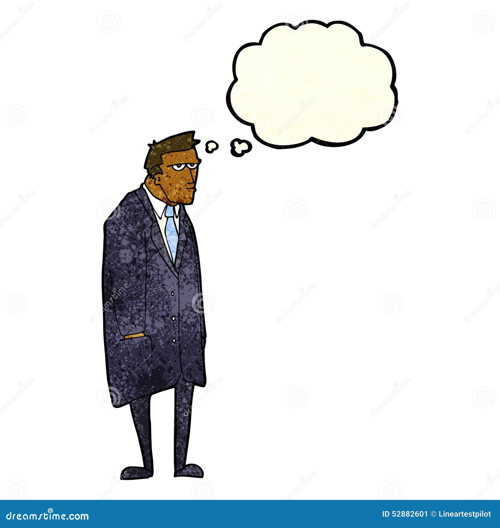 Cartoon Bad Tempered Man with Thought Bubble Stock Illustration ...