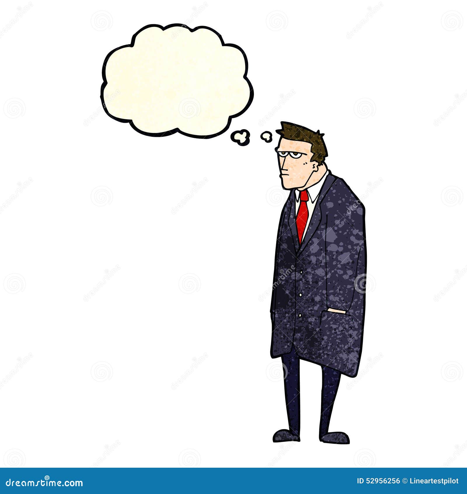 Cartoon Bad Tempered Man with Thought Bubble Stock Illustration ...
