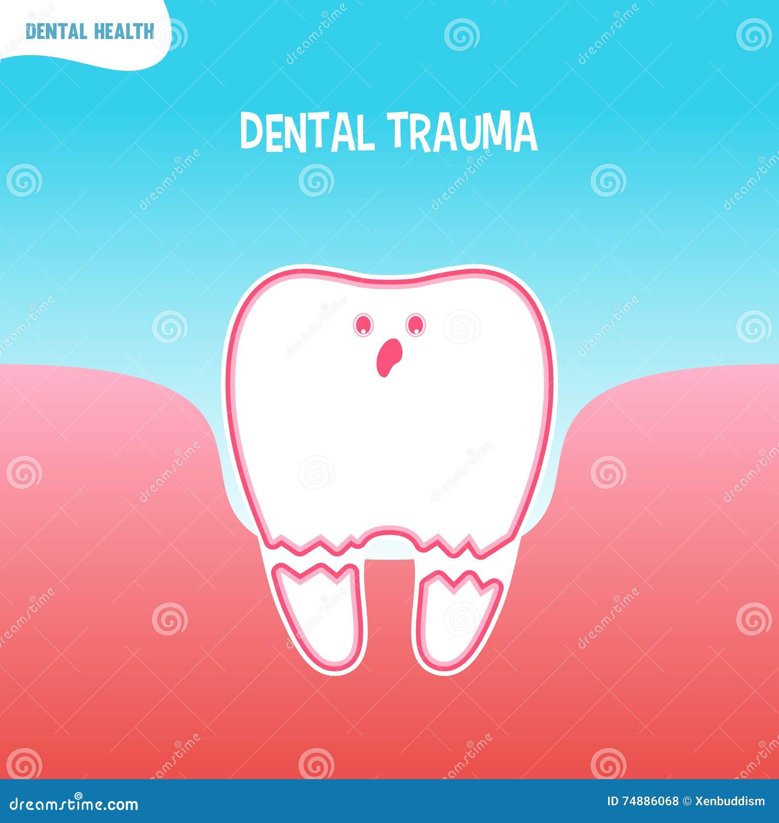 Cartoon Bad Tooth Icon with Dental Trauma Stock Illustration ...