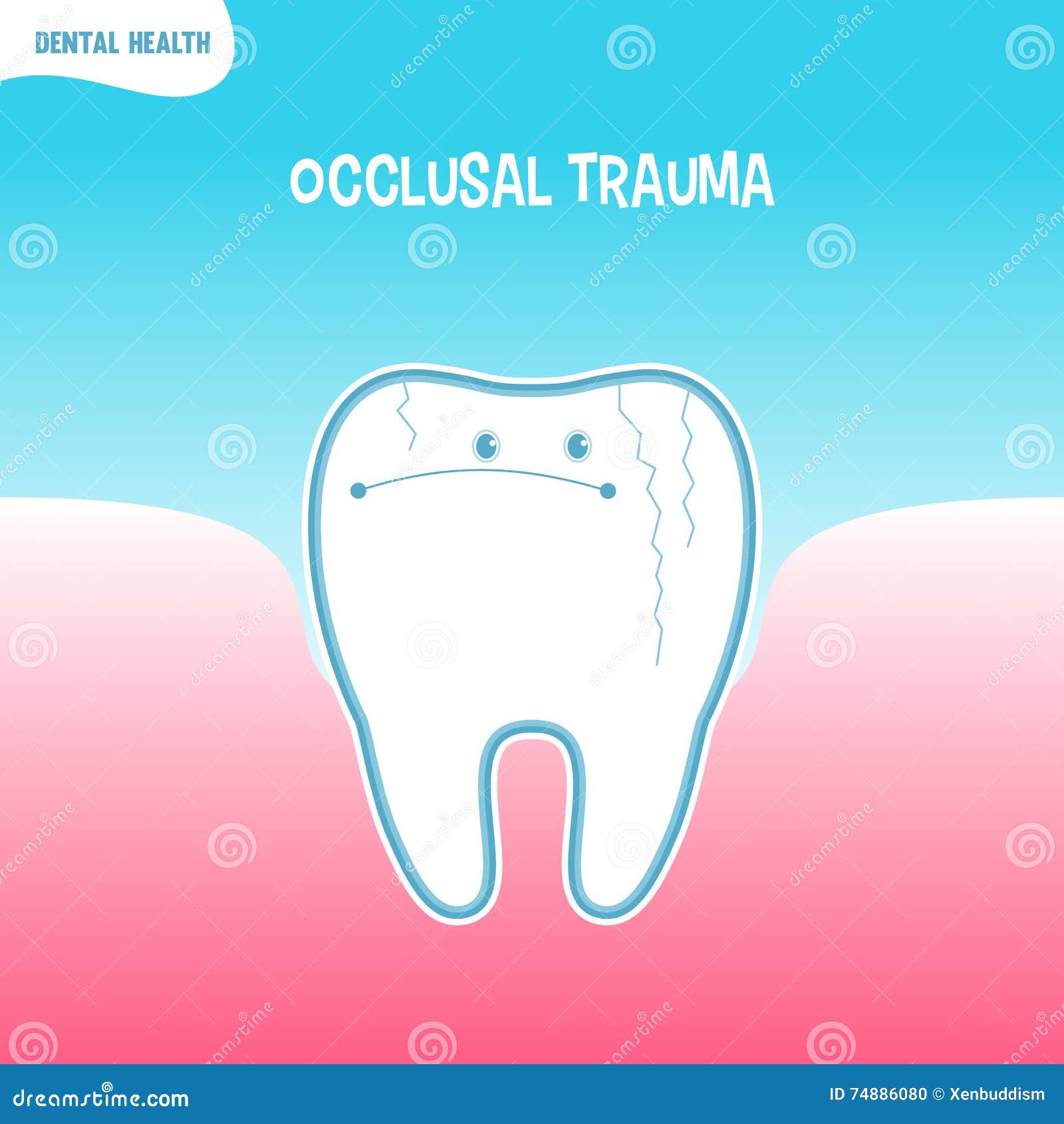 Cartoon Bad Tooth Icon with Occlusal Trauma Stock Illustration ...
